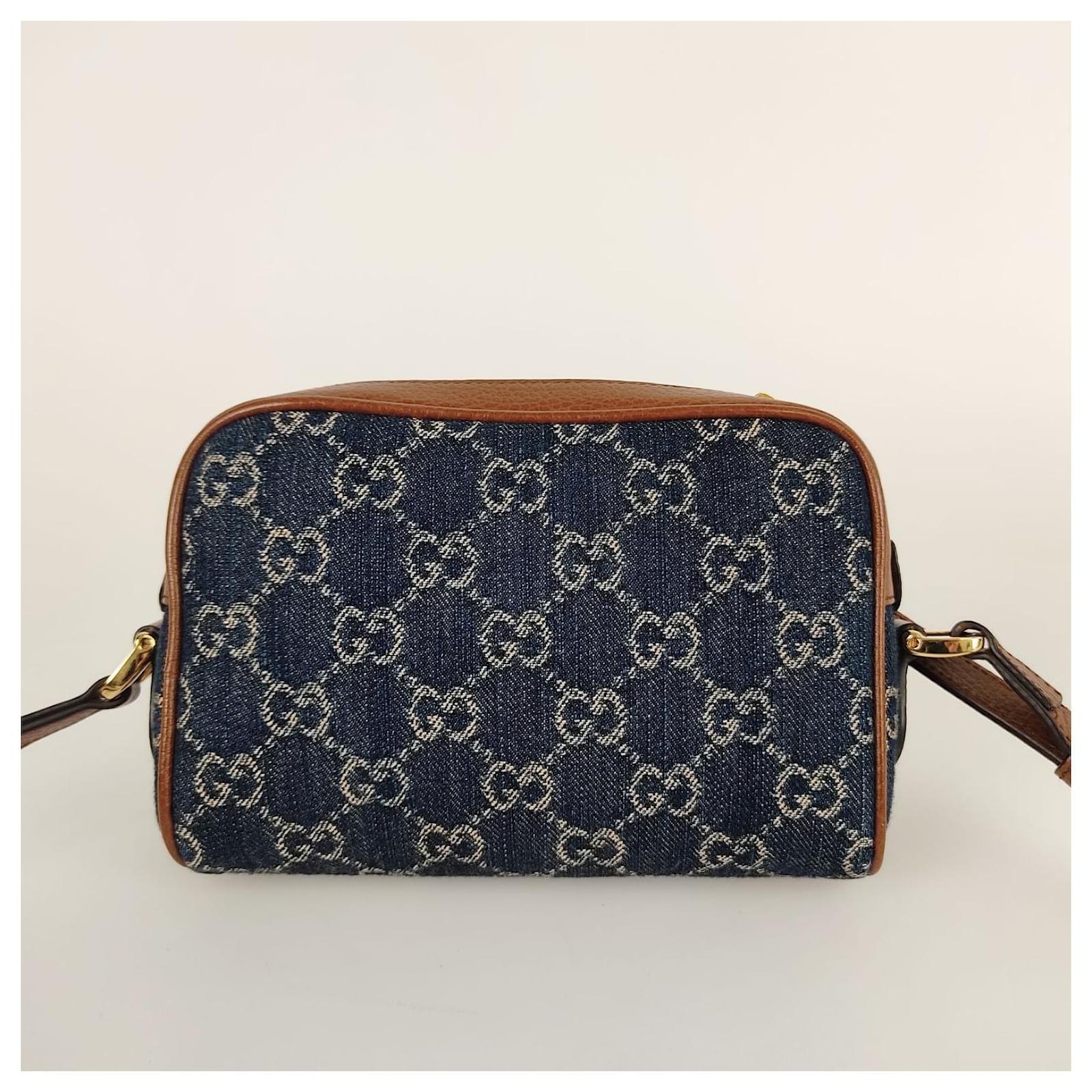 Gucci Camera Denim Monogram Shoulder Bag Blue Cloth ref.783569 - Joli ...