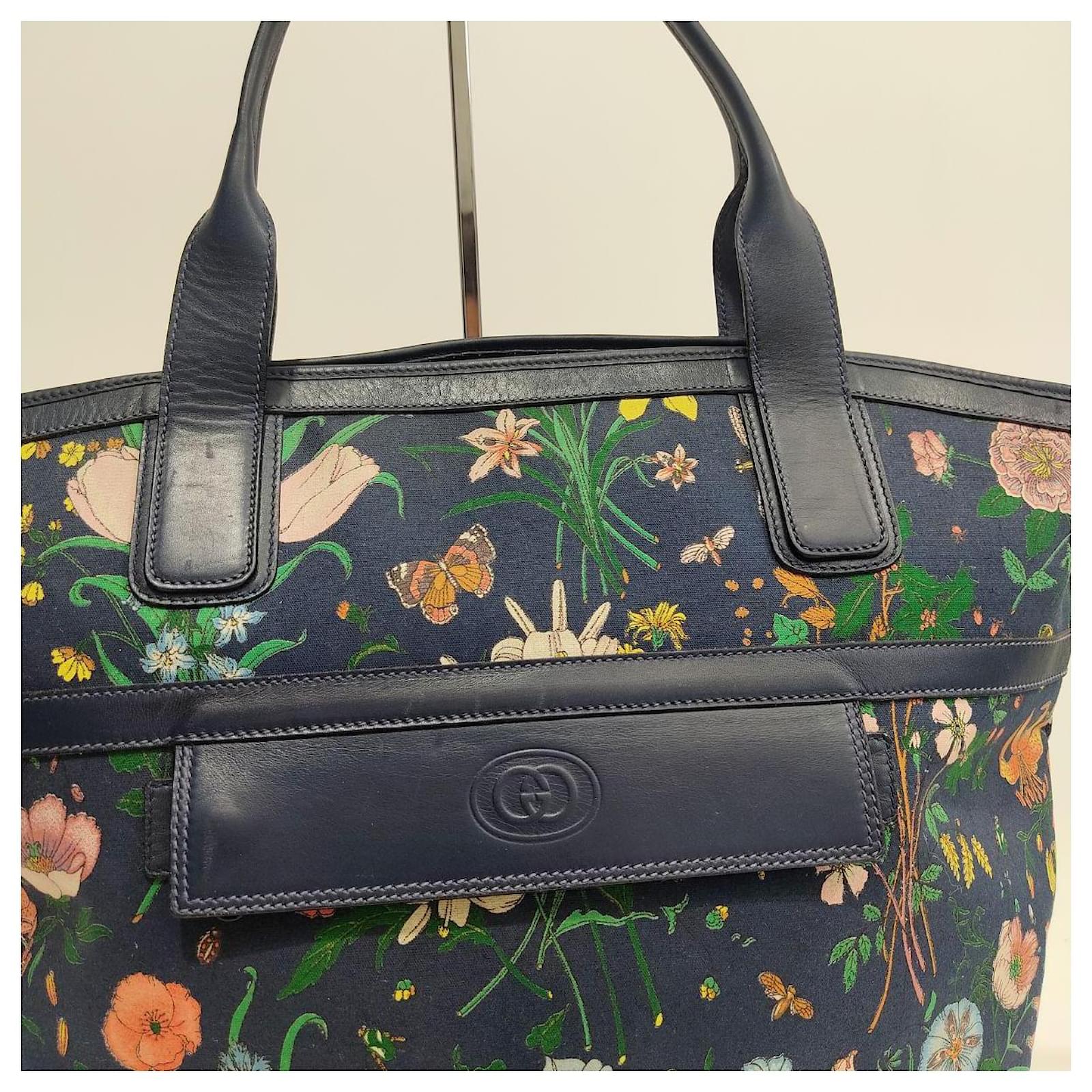 Gucci Flora Line Travel Bag Blue Cloth ref.783582 - Joli Closet