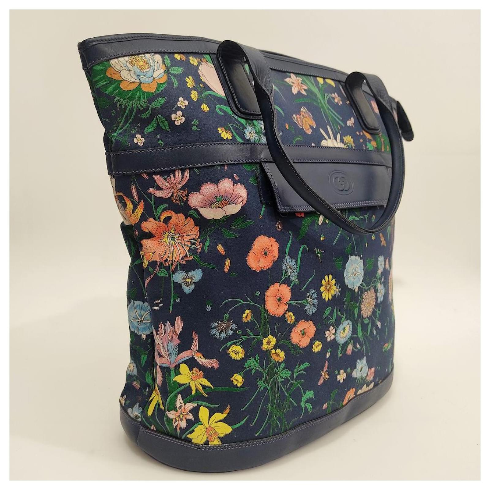 Gucci Flora Line Travel Bag Blue Cloth ref.783582 - Joli Closet