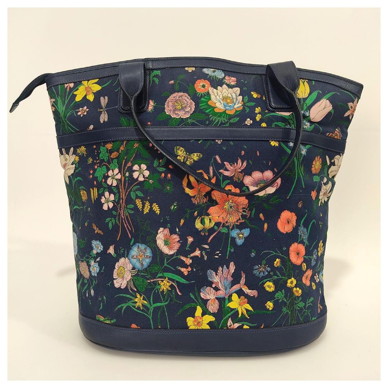 Gucci Flora Line Travel Bag Blue Cloth ref.783582 - Joli Closet