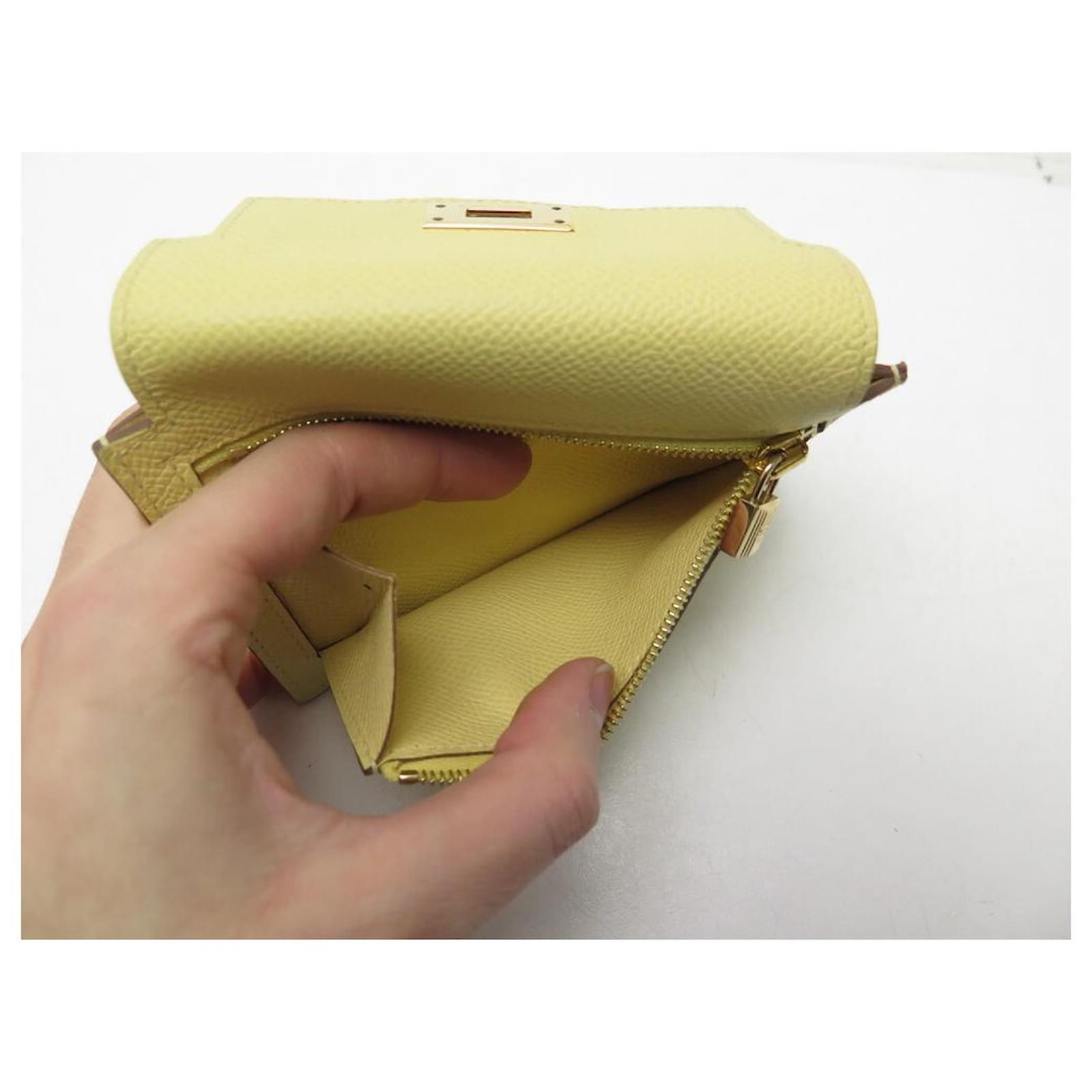 Hermès NEW HERMES KELLY POCKET COMPACT MONEY WALLET IN YELLOW EPSOM ...