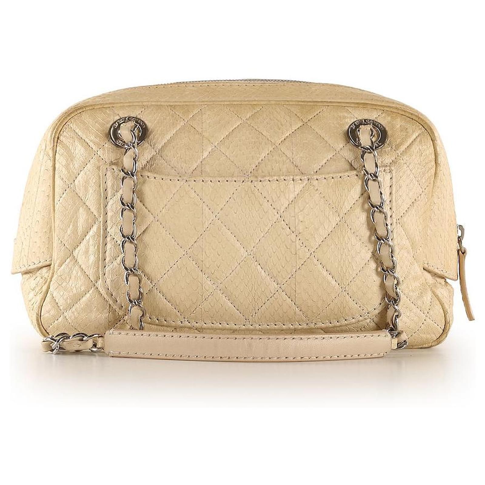 Chanel Beige Python Skin Front Pocket Camera Case Bag Leather ref ...