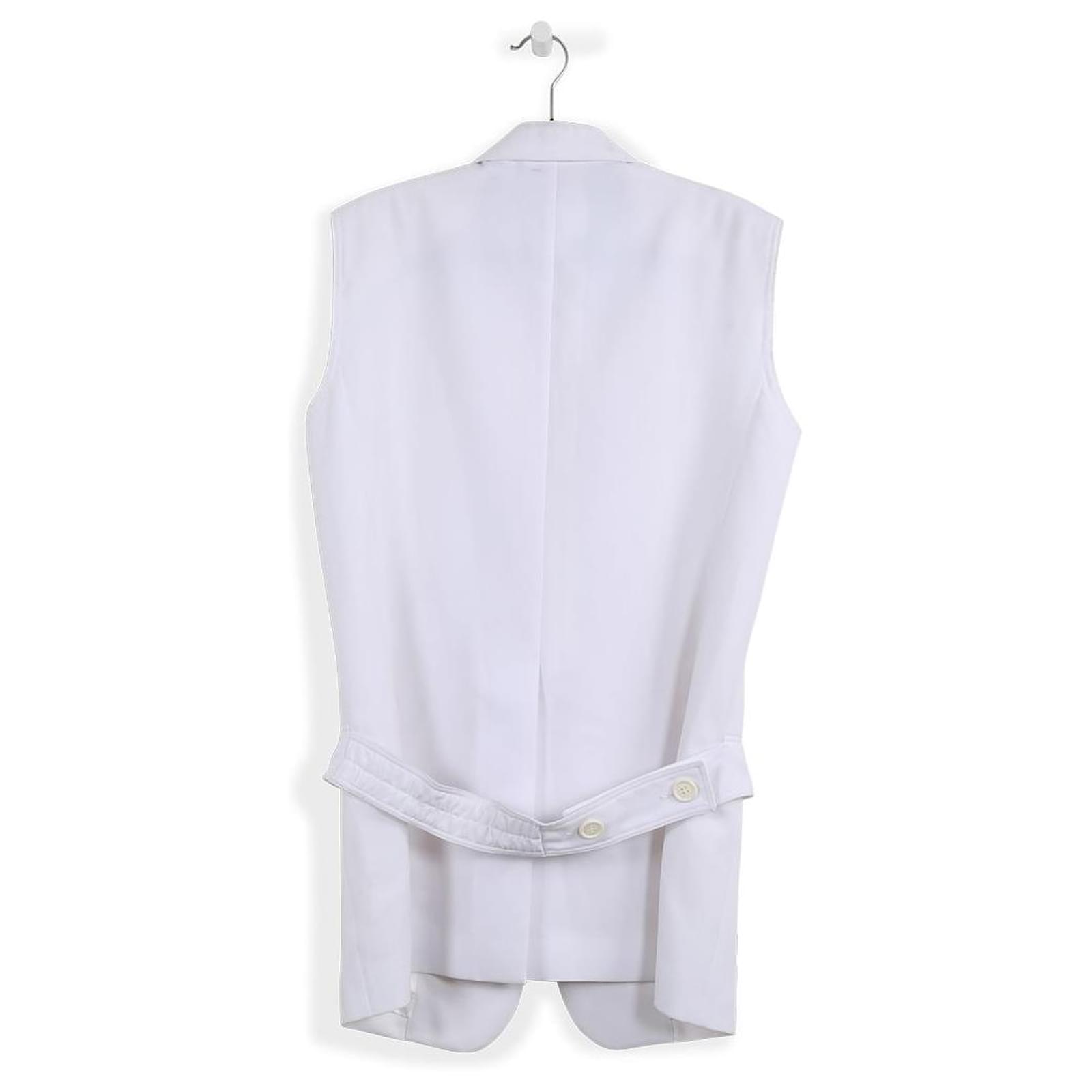 Céline Robe blanche sans manches Celine Polyester ref.786980 - Joli Closet