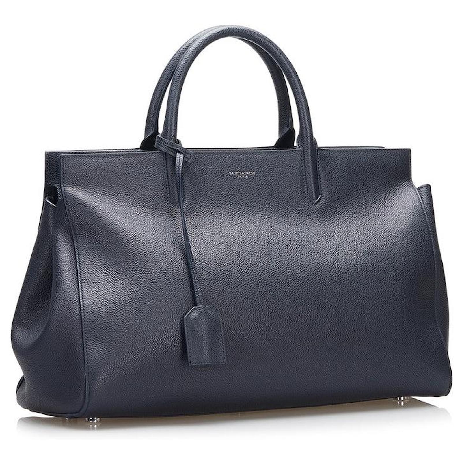 Yves Saint Laurent YSL Cabas Rive Gauche Bag Blue Pony-style calfskin ...