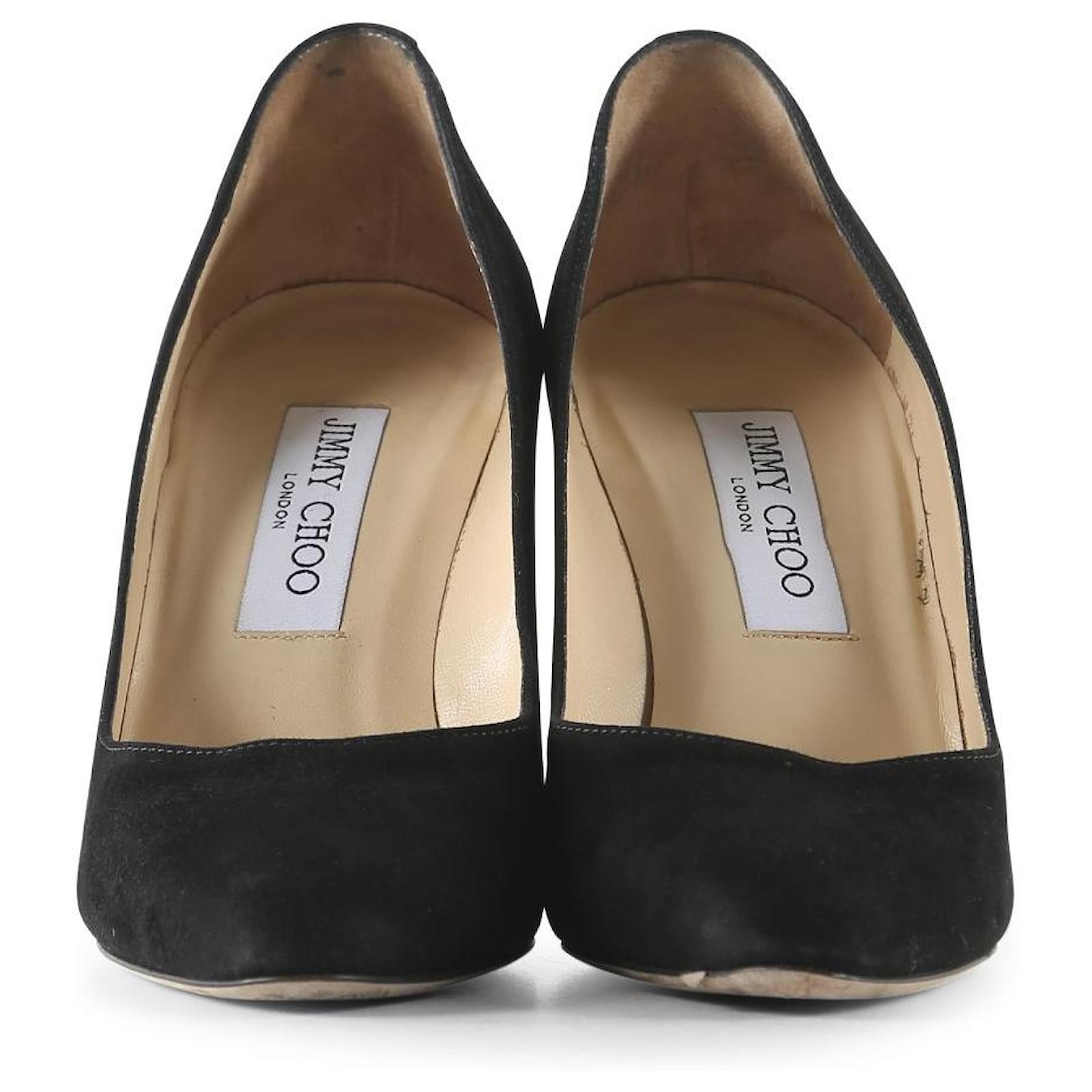 Jimmy Choo Black Suede Almond Toe Pumps ref.789856 - Joli Closet