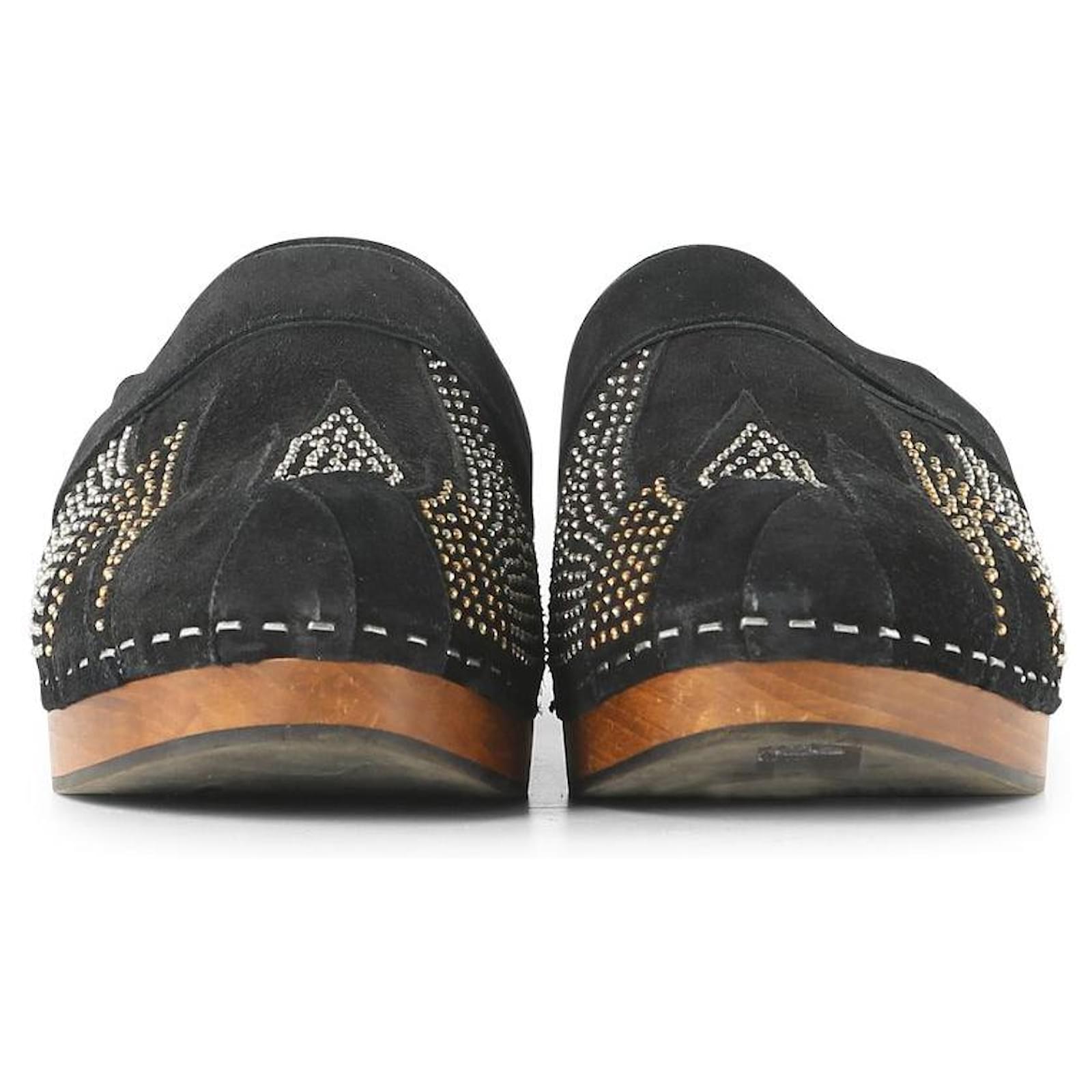 Saint Laurent Black Suede Studded Clogs ref.790069 - Joli Closet