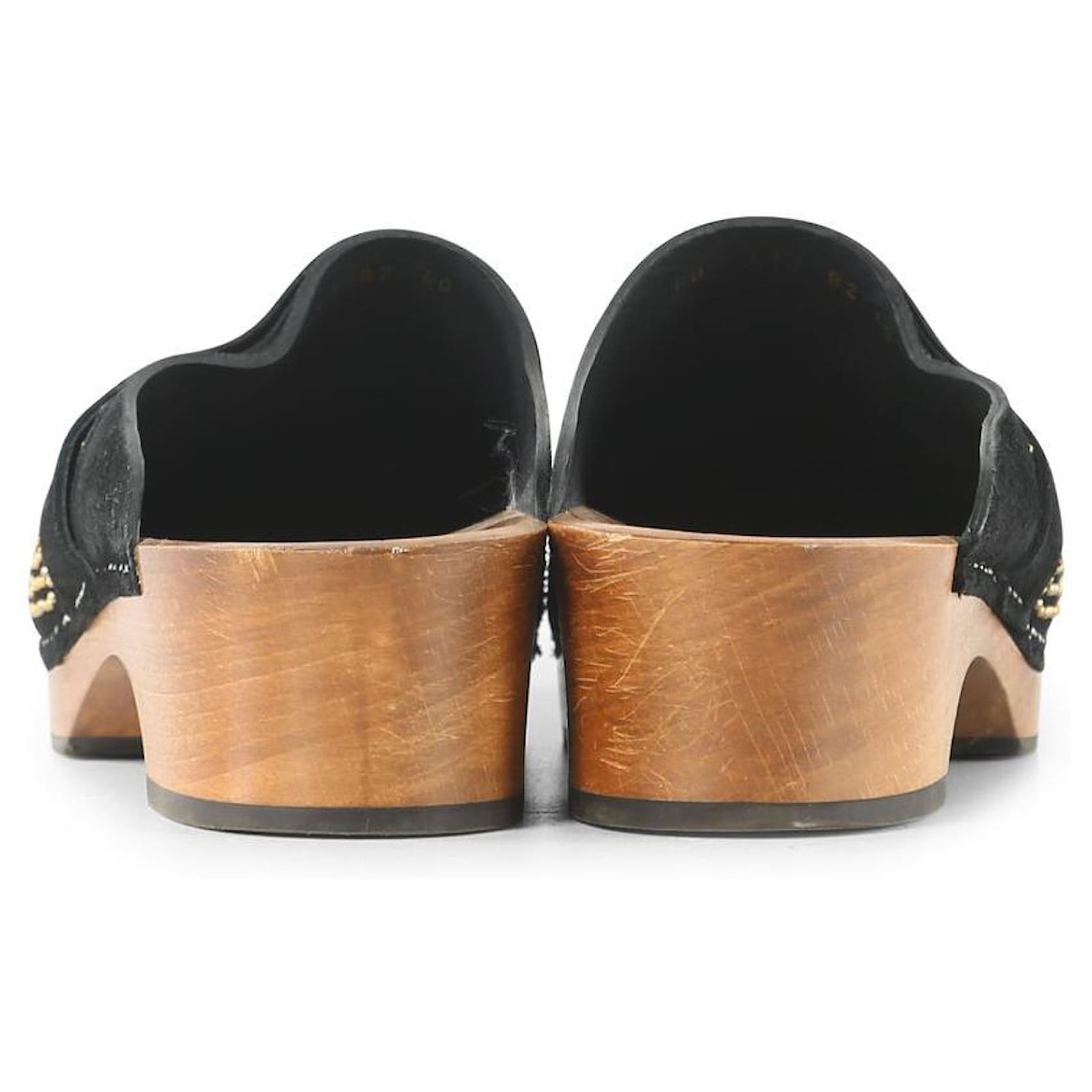Saint Laurent Black Suede Studded Clogs ref.790069 - Joli Closet