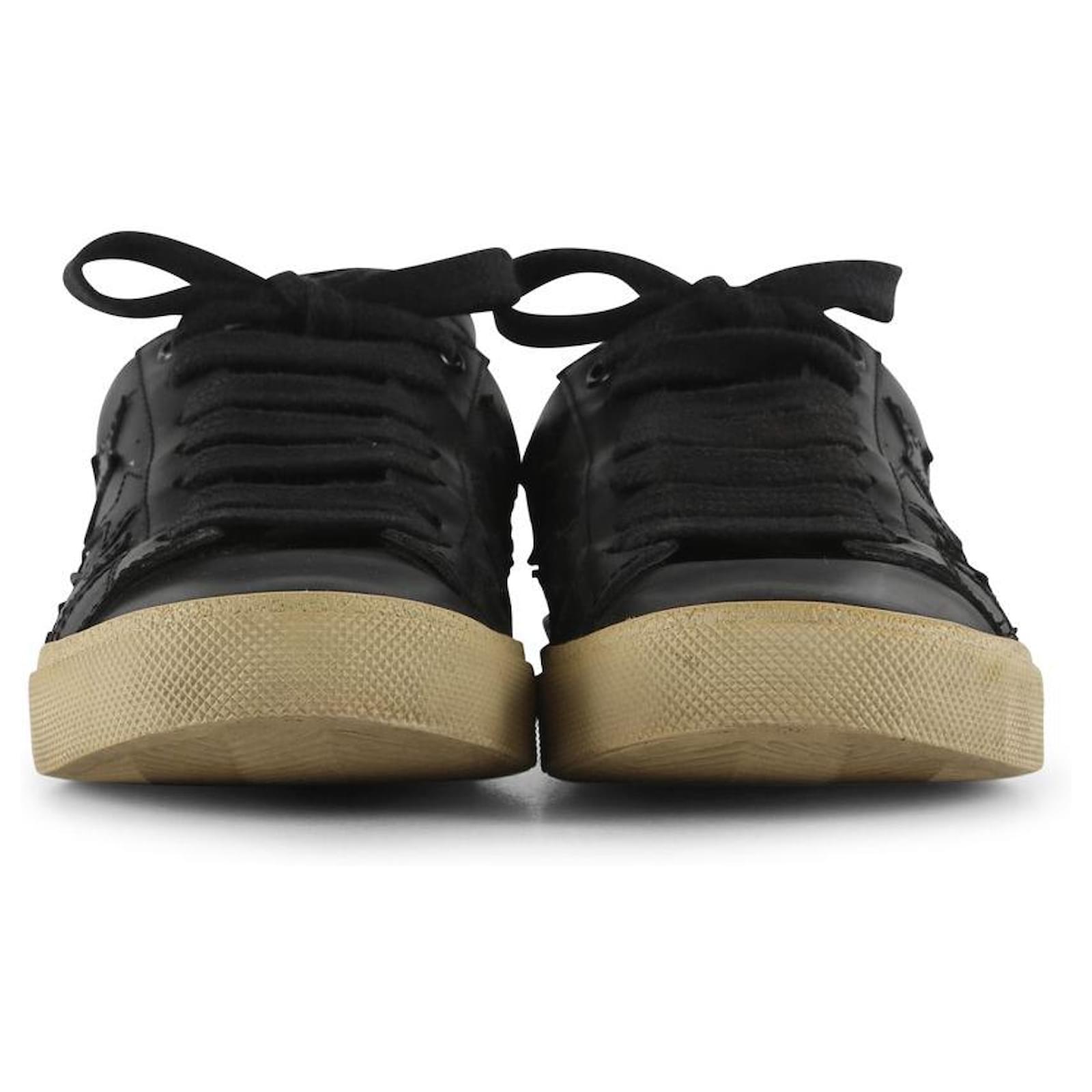 Saint Laurent Black Leather Court Classic Star Low Top Sneakers ref ...