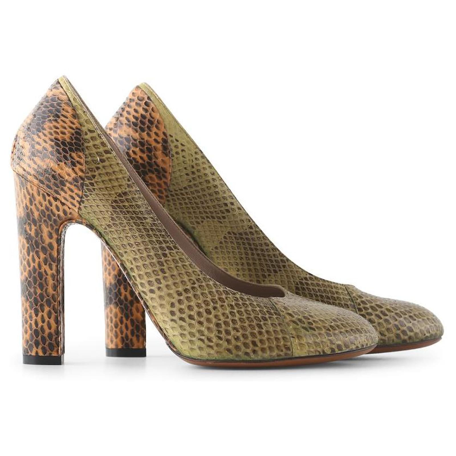 Chloé Escarpins Elaphe à talon bloc en cuir peau de serpent Chloe ...