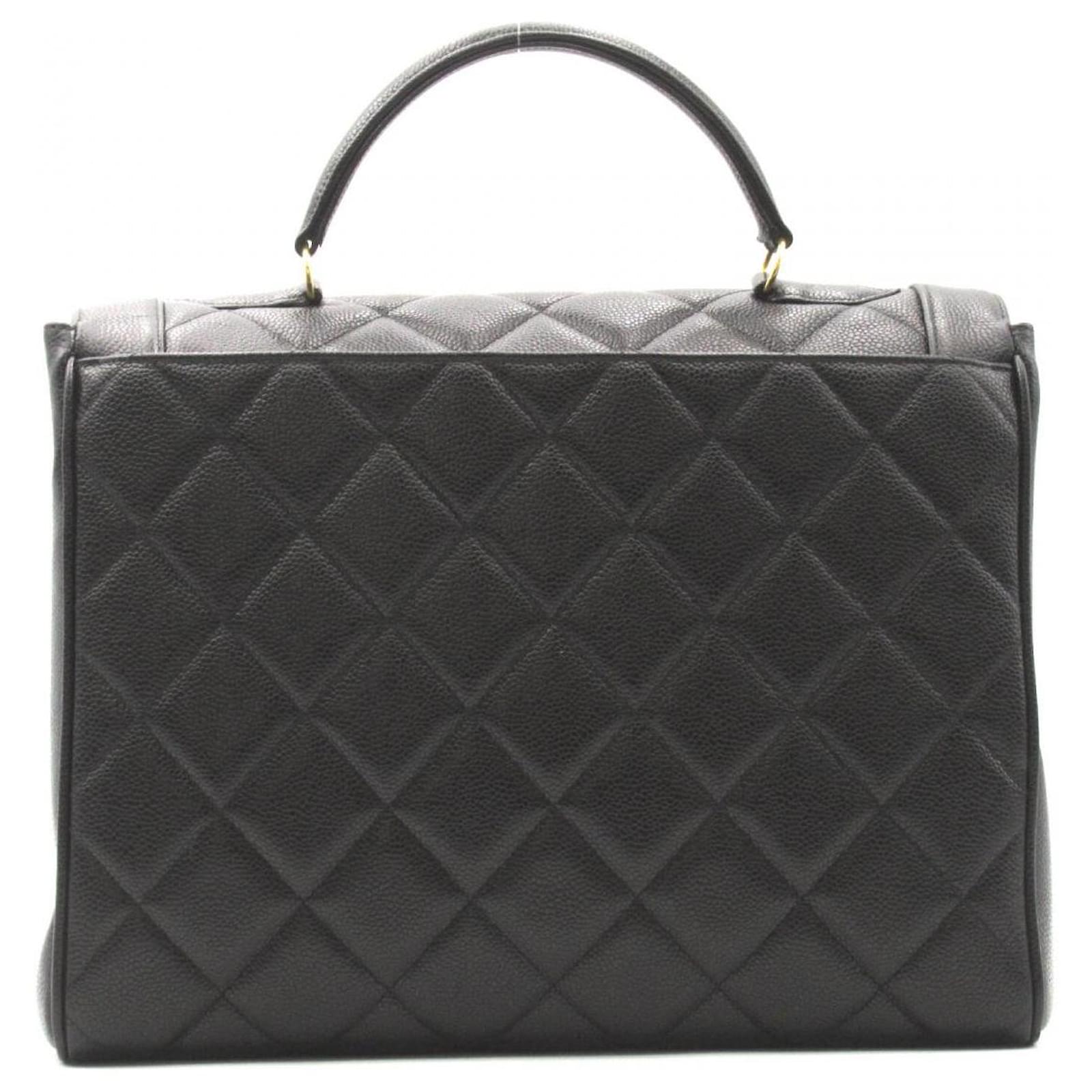 Chanel Matelasse Caviar Top Handle Bag Black Leather ref.791714 - Joli ...