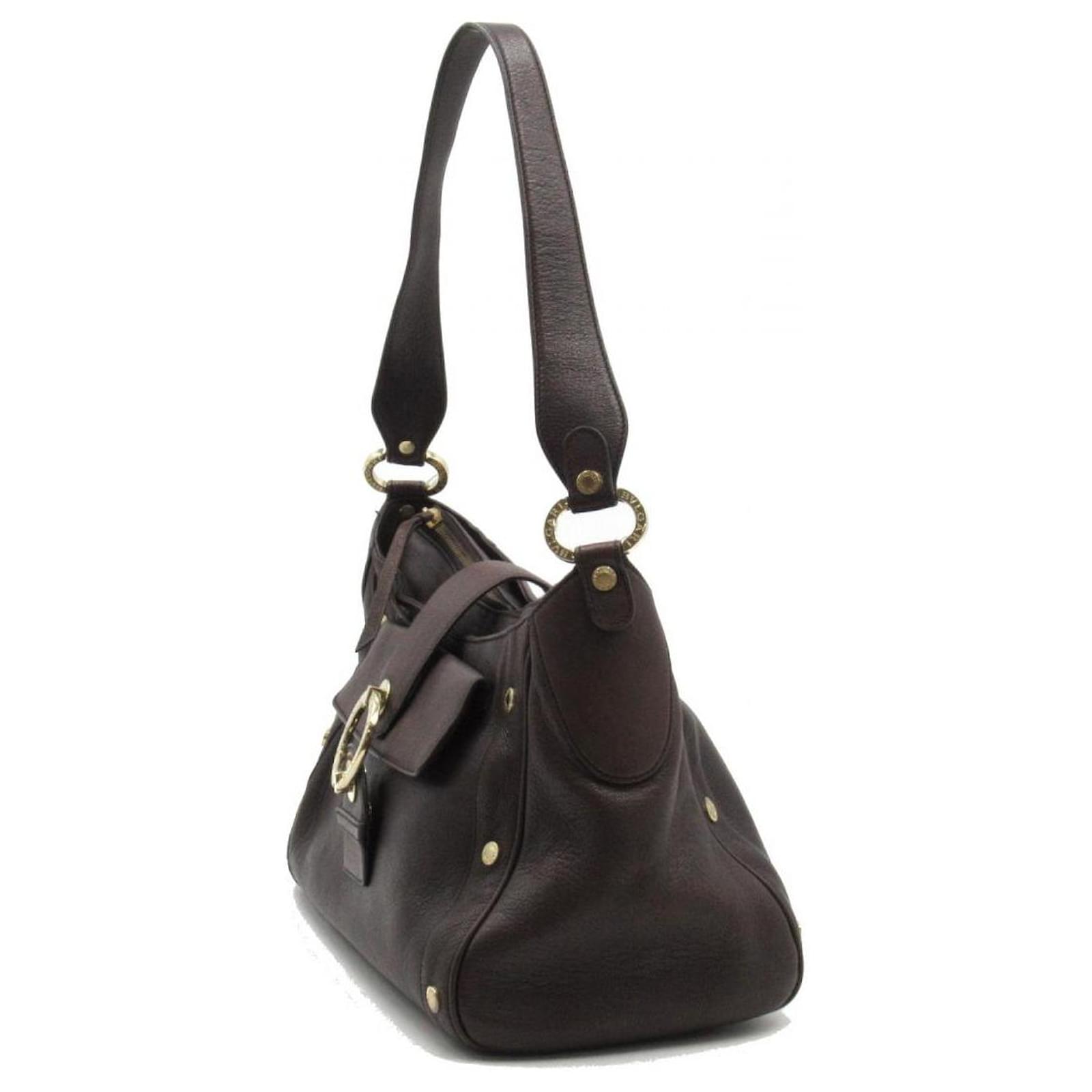 Bulgari BB One Leather Shoulder Bag Brown Pony-style calfskin ref ...
