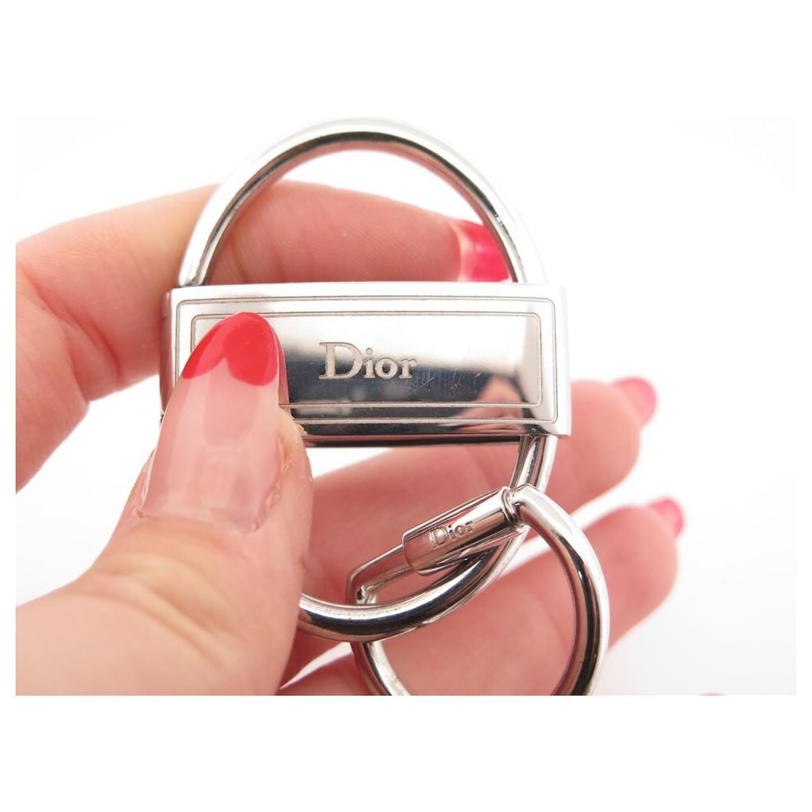 CHRISTIAN DIOR KEYRING LADY BAG SILVER METAL JEWELED CHARM KEY HOLDER ...