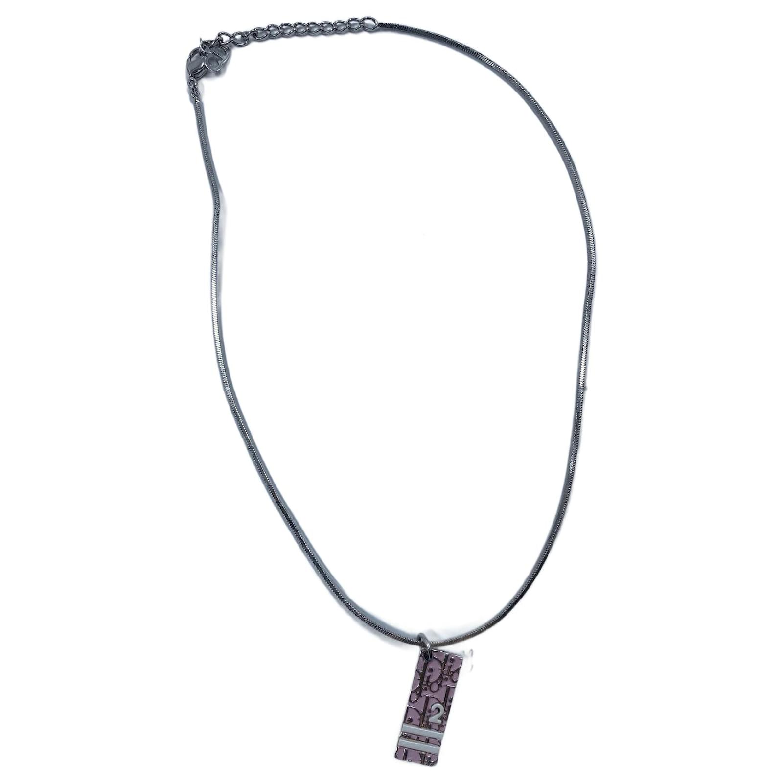 Silver Dior CD Necklace Silvery Metal ref.797658 - Joli Closet