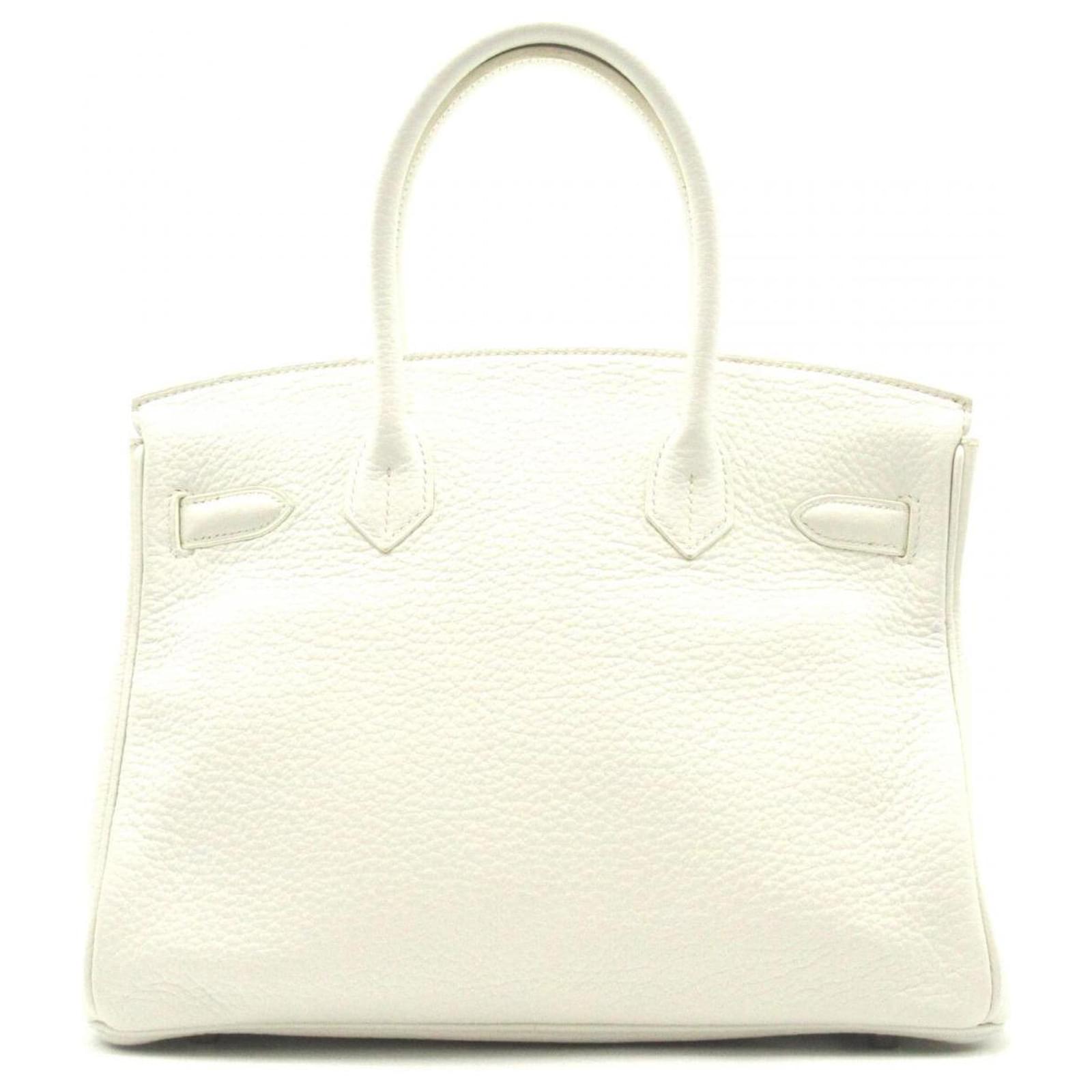 Hermès Clemence Birkin 30 White Leather Pony-style calfskin ref ...