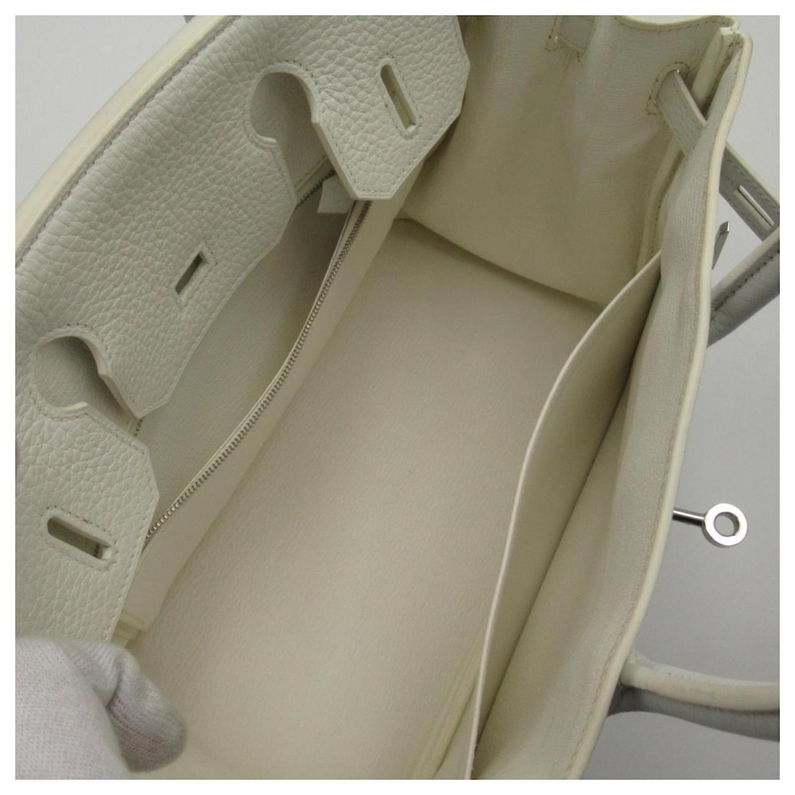 Hermès Clemence Birkin 30 White Leather Pony-style calfskin ref ...