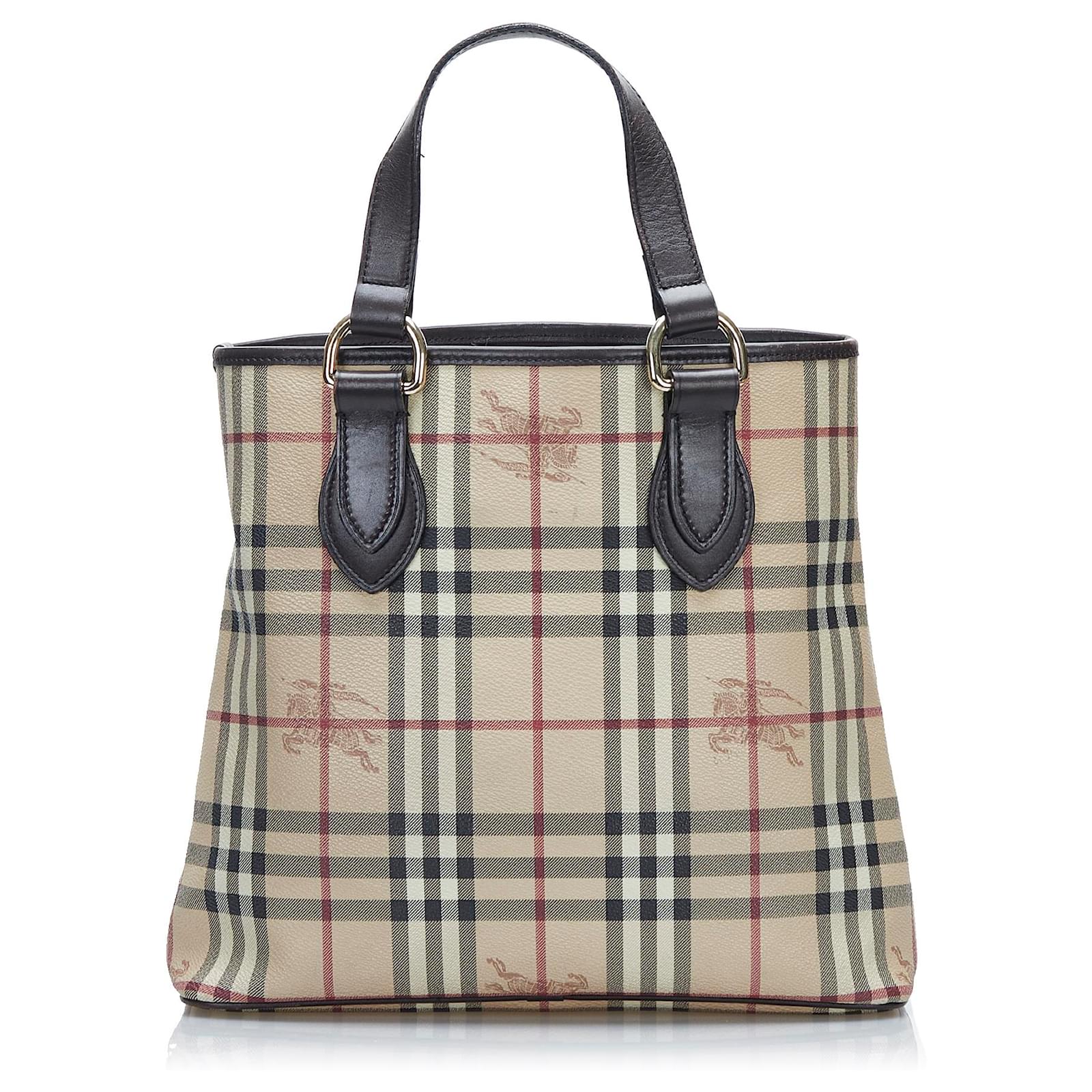 Burberry Brown Haymarket Check Handbag Beige Cloth Cloth ref.798368 ...
