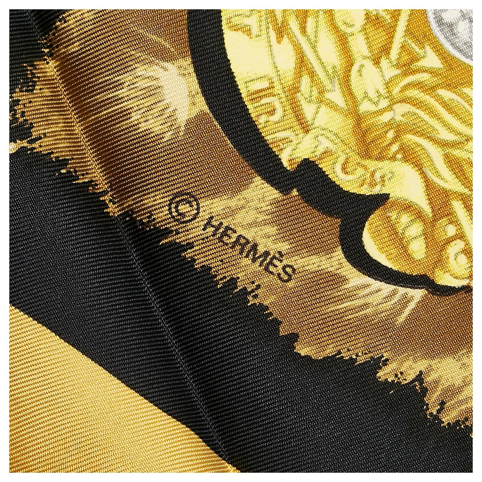 Hermès Hermes Gold Casques et Plumets Silk Scarf Golden Cloth ref ...