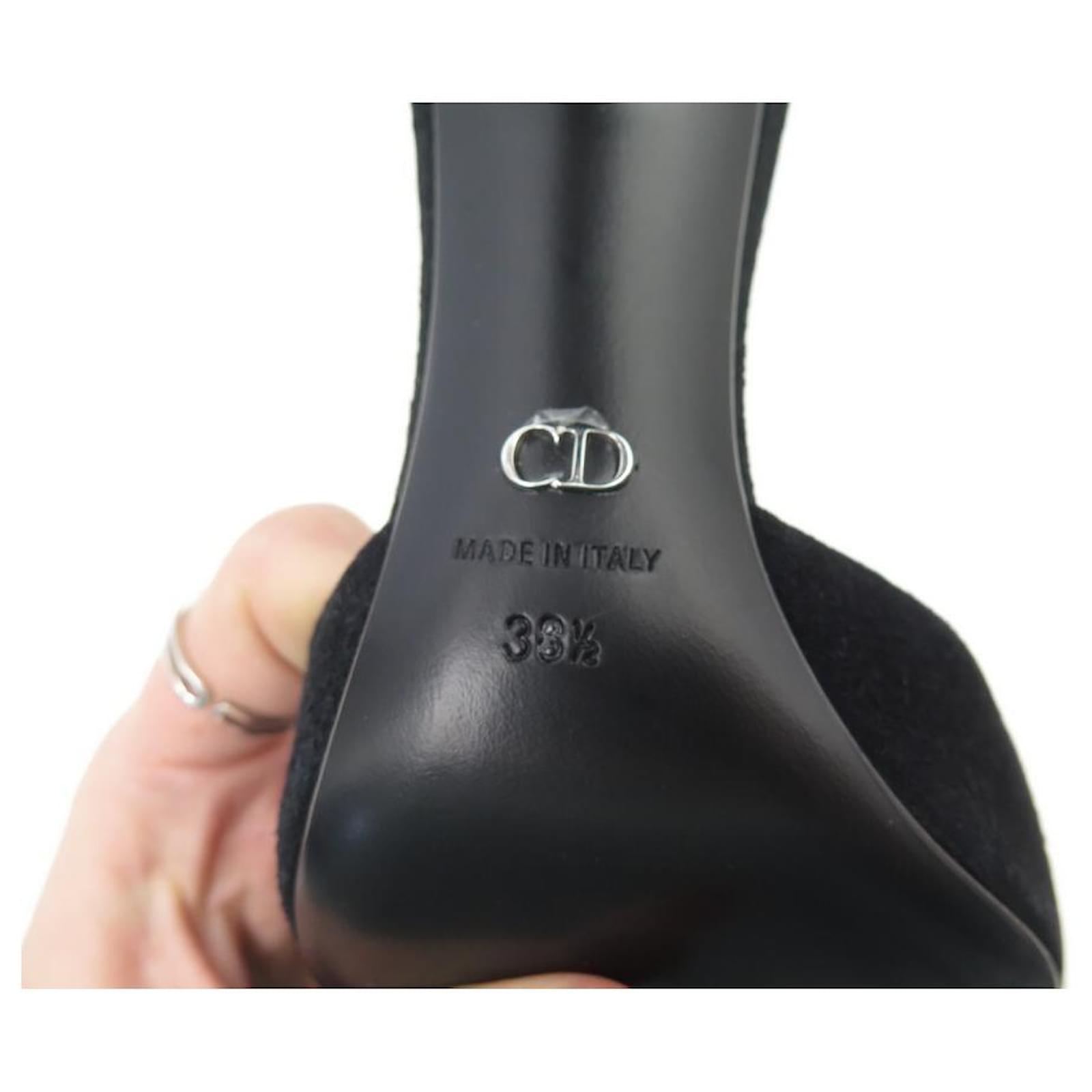 NEW CHRISTIAN DIOR SHOES PUMPS CHAIN LOGO CD SUEDE 38.5 PUMPS Black ref ...