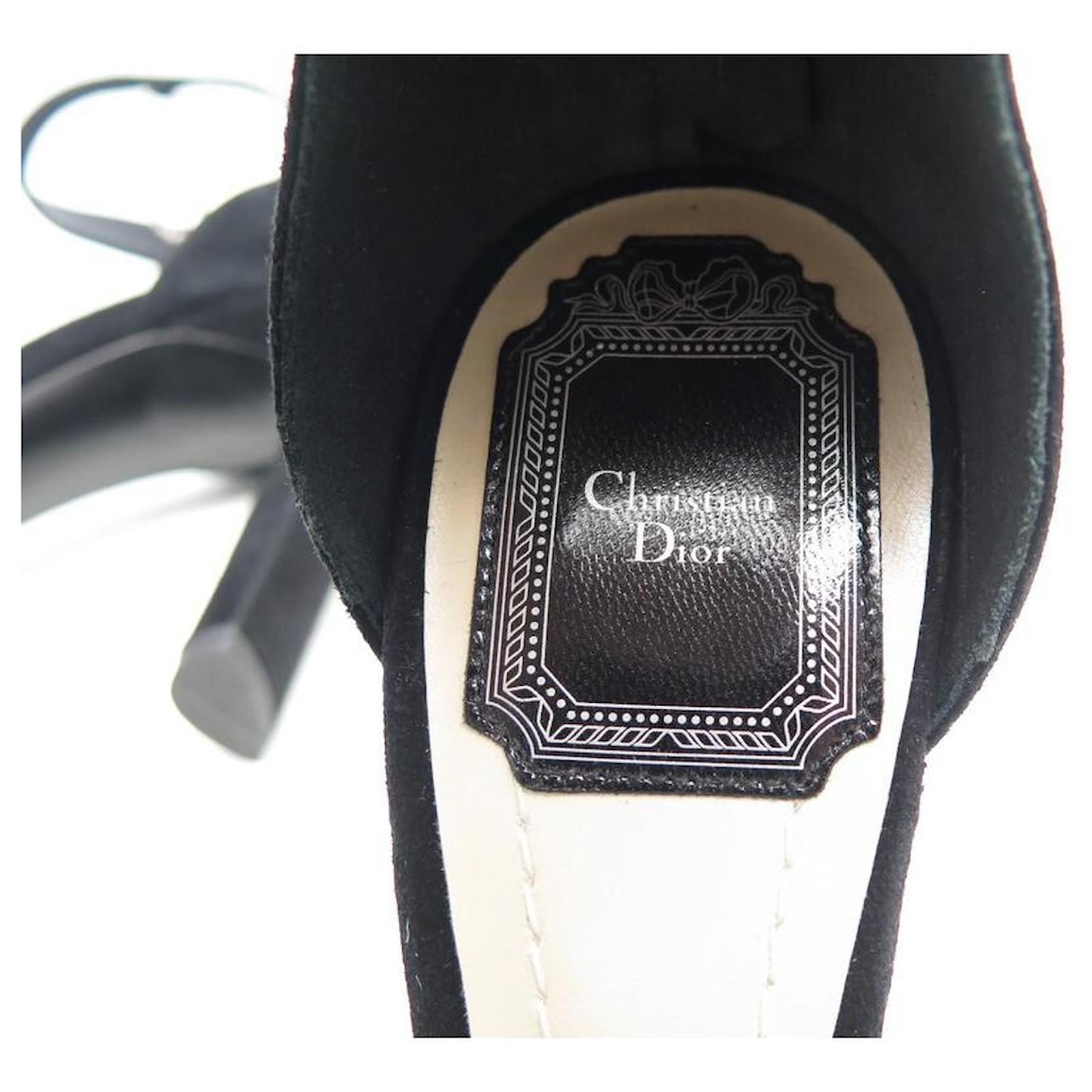 NEW CHRISTIAN DIOR SHOES PUMPS CHAIN LOGO CD SUEDE 38.5 PUMPS Black ref ...