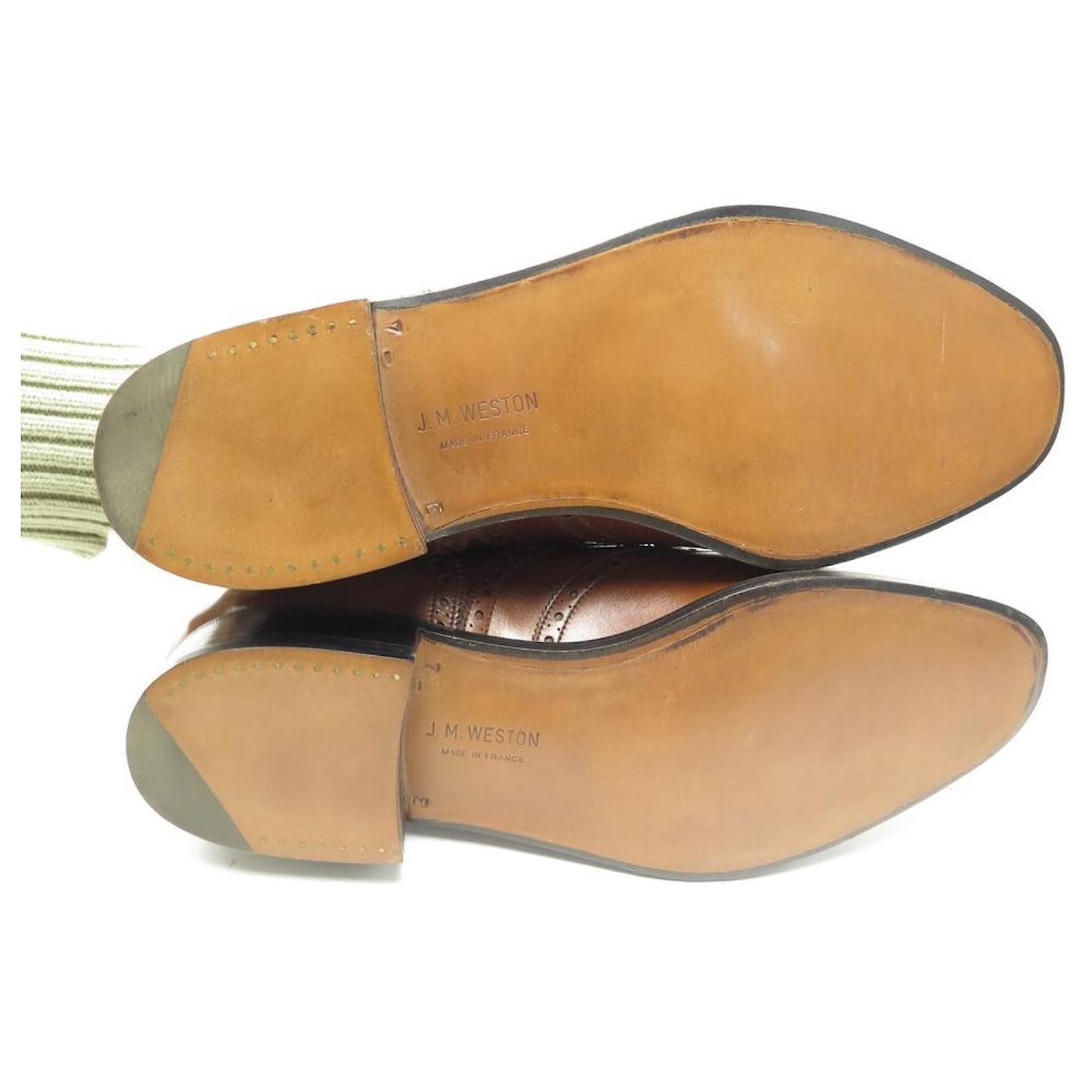 NEW JM WESTON RICHELIEU SHOES WITH FLOWER TOE 375 7.5E 41.5 wide 42 ...