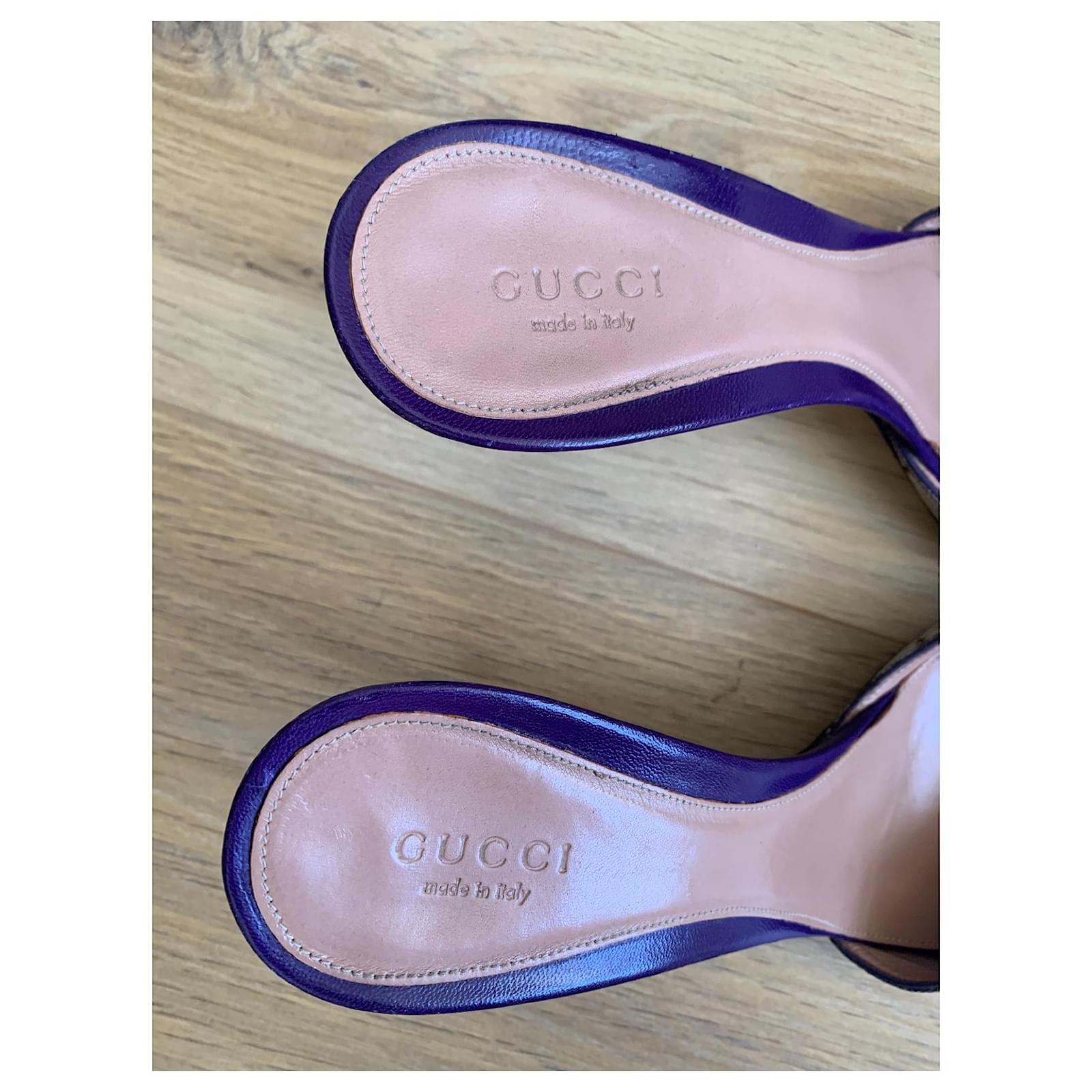 Gucci Talons Toile Beige Violet ref.802287 - Joli Closet