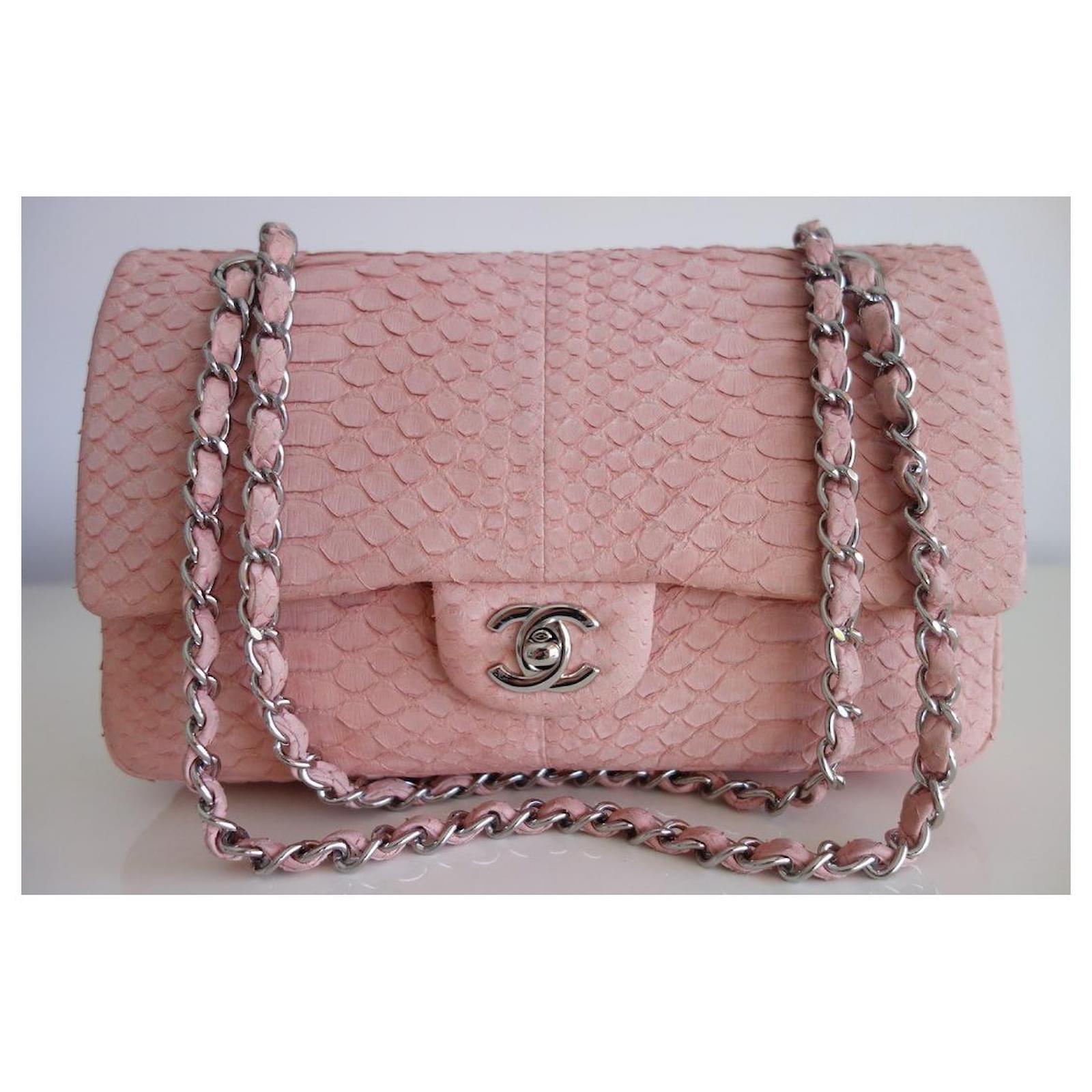 Chanel 19 Chanel Classic pink python bag ref.802520 - Joli Closet