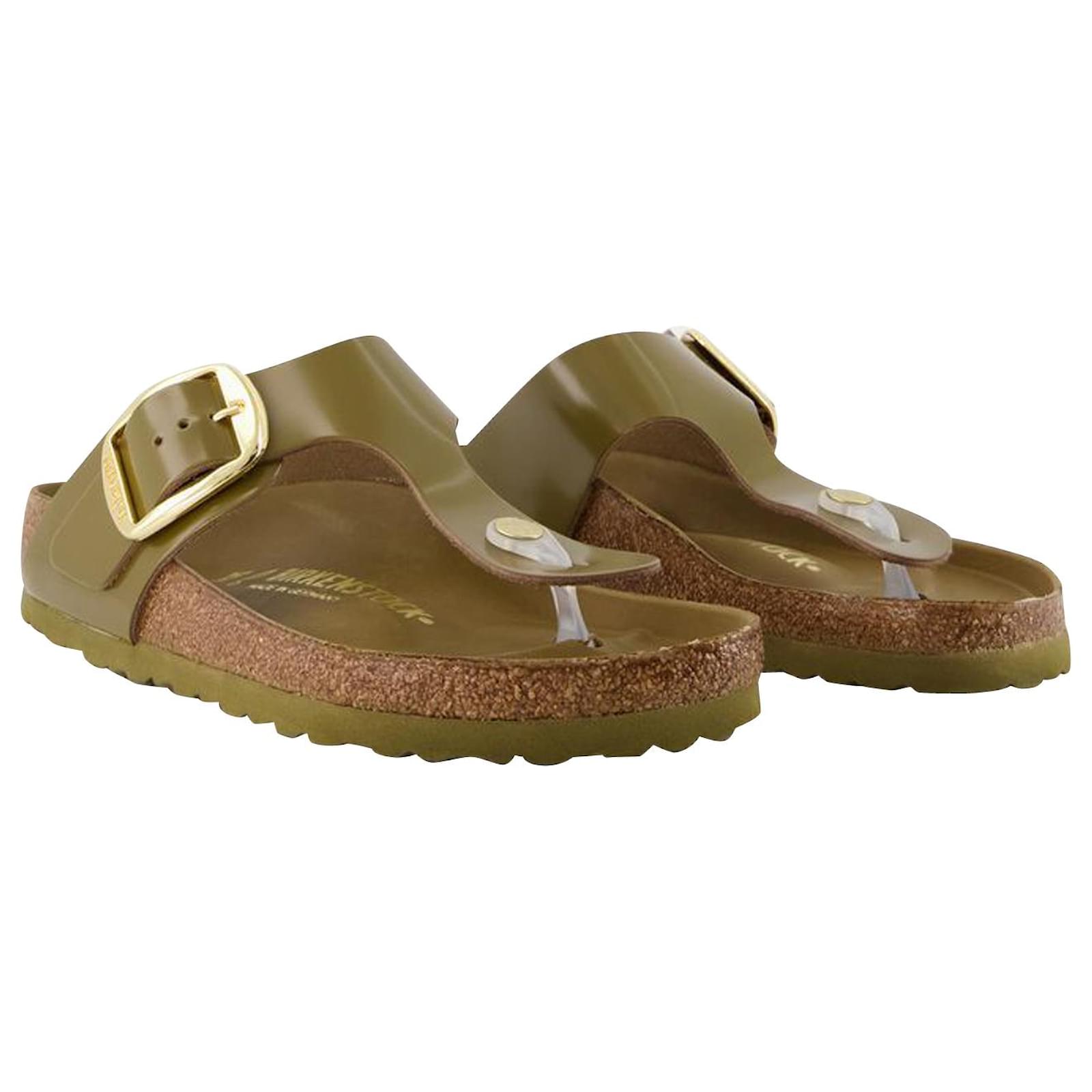 Gizeh Bb Nl High Shine Mule - Birkenstock - Mud Green - Leather ref ...