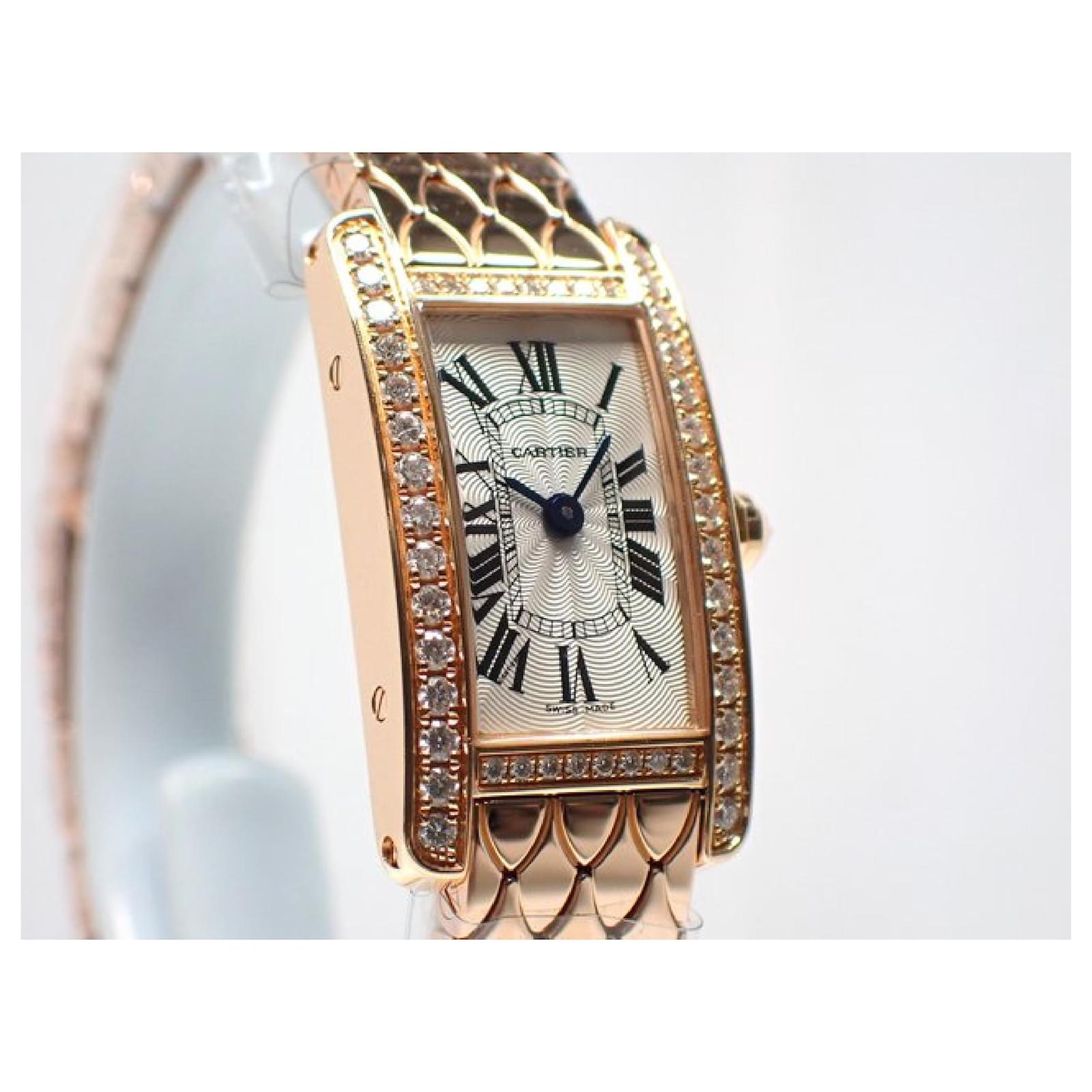CARTIER Tank Americaine Mini 18KPG WB710012 Womens Silvery Pink gold ...