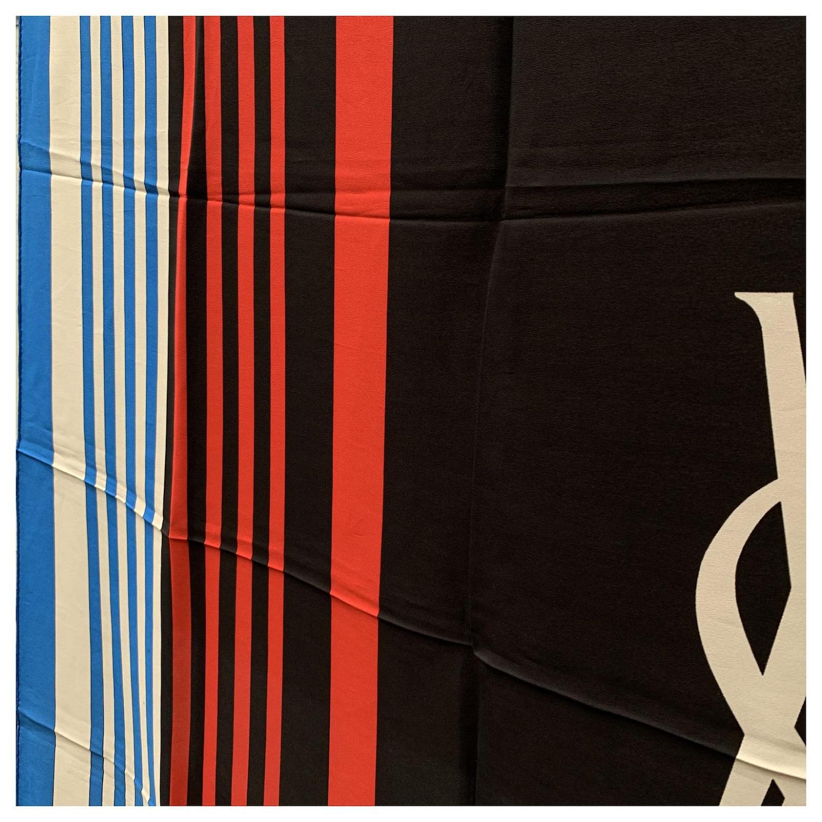 Yves Saint Laurent Écharpe en soie à gros logo YSL vintage colorblock ...
