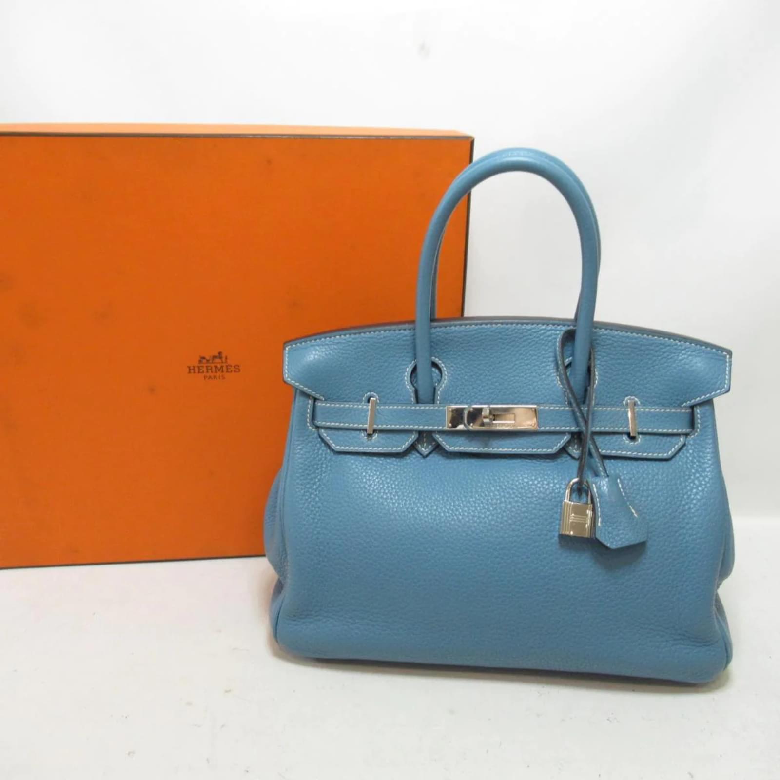 Hermès Togo Birkin 30 Blue Leather Pony-style calfskin ref.806236 ...