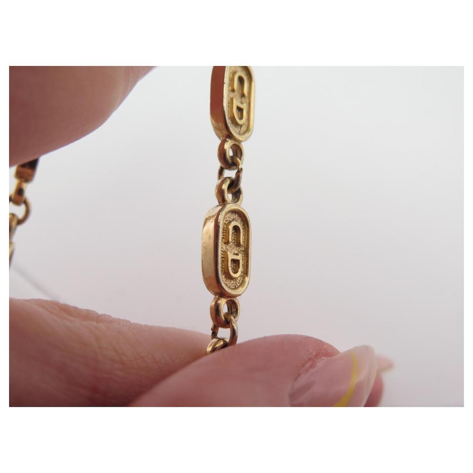 VINTAGE COLLIER CHRISTIAN DIOR LOGO CD EN METAL DORE 40-45 CM GOLDEN ...