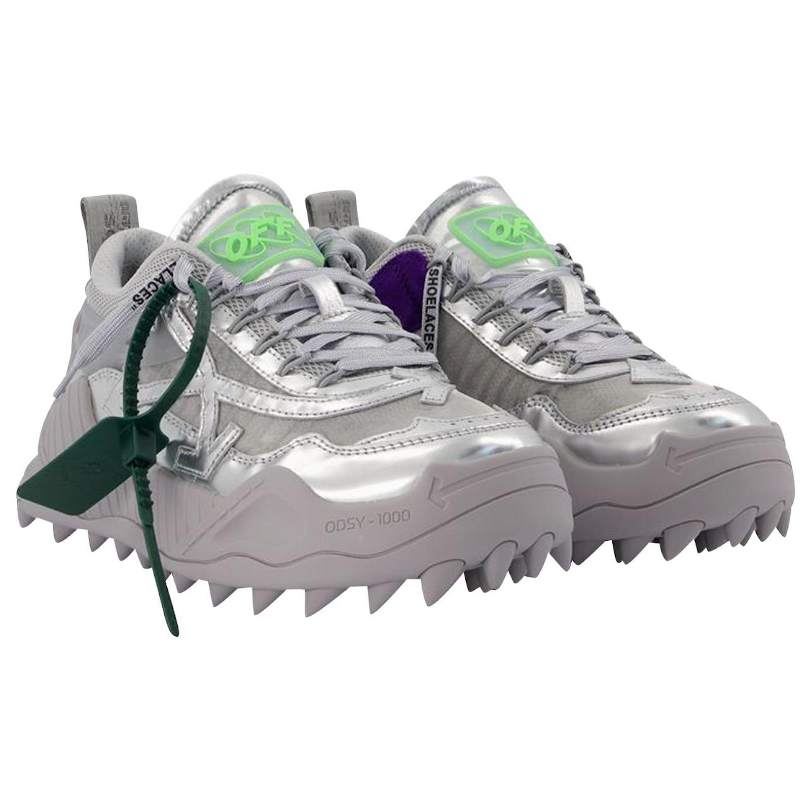 Off White Odsy-1000 Special Sneakers in Silver Grey Leather ref.808959 ...