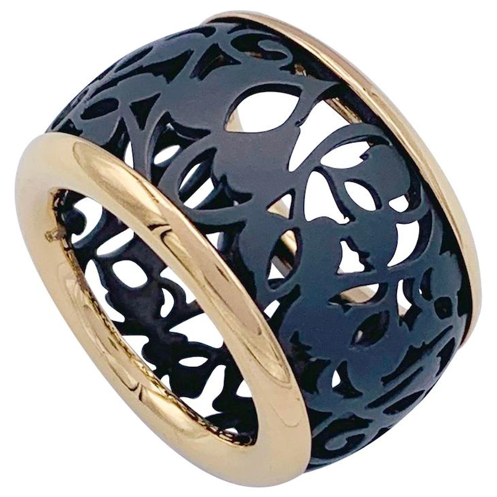 Pomellato ring, "Arabesque", Rose gold, Titanium. Pink gold ref.810058 ...