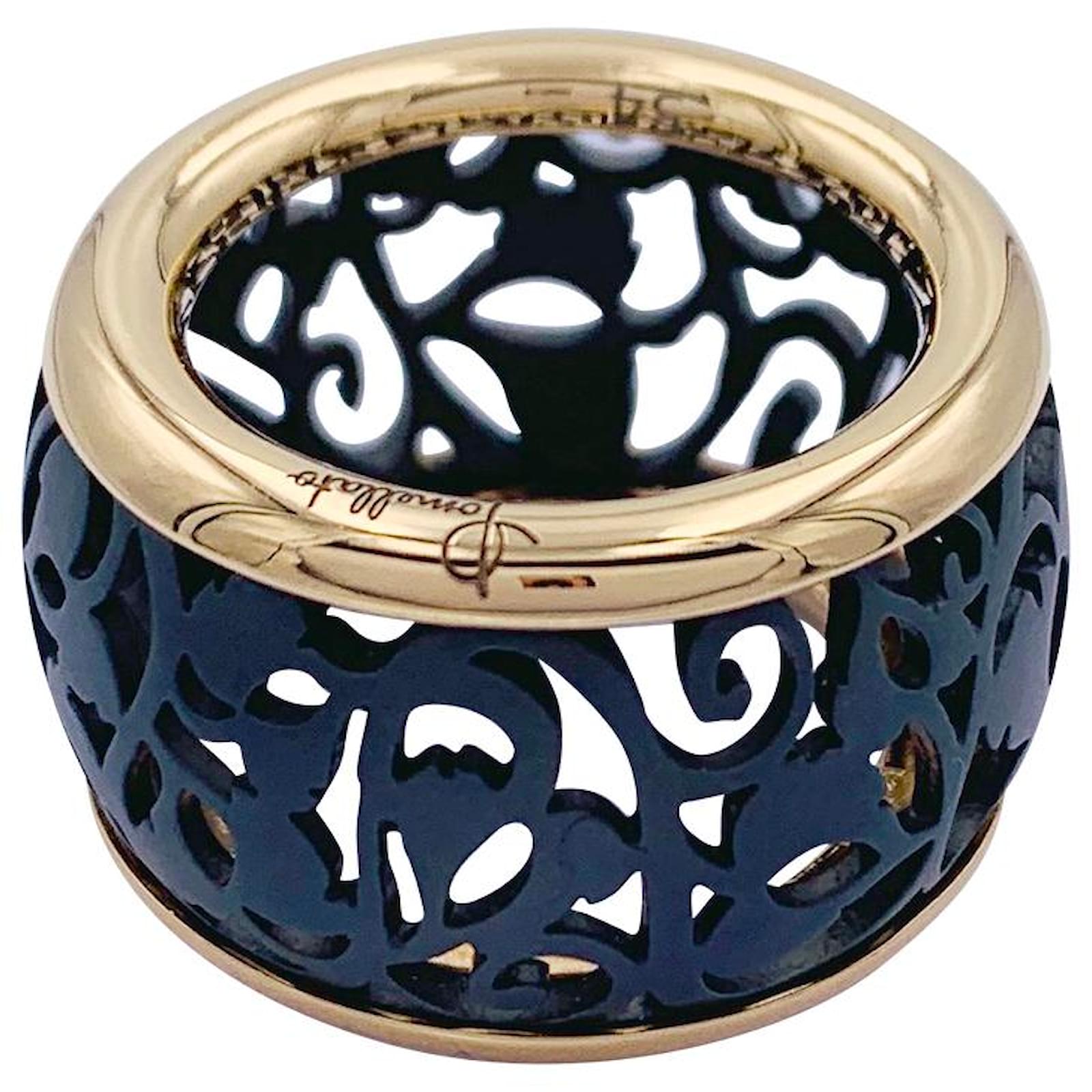 Pomellato ring, "Arabesque", Rose gold, Titanium. Pink gold ref.810058 ...