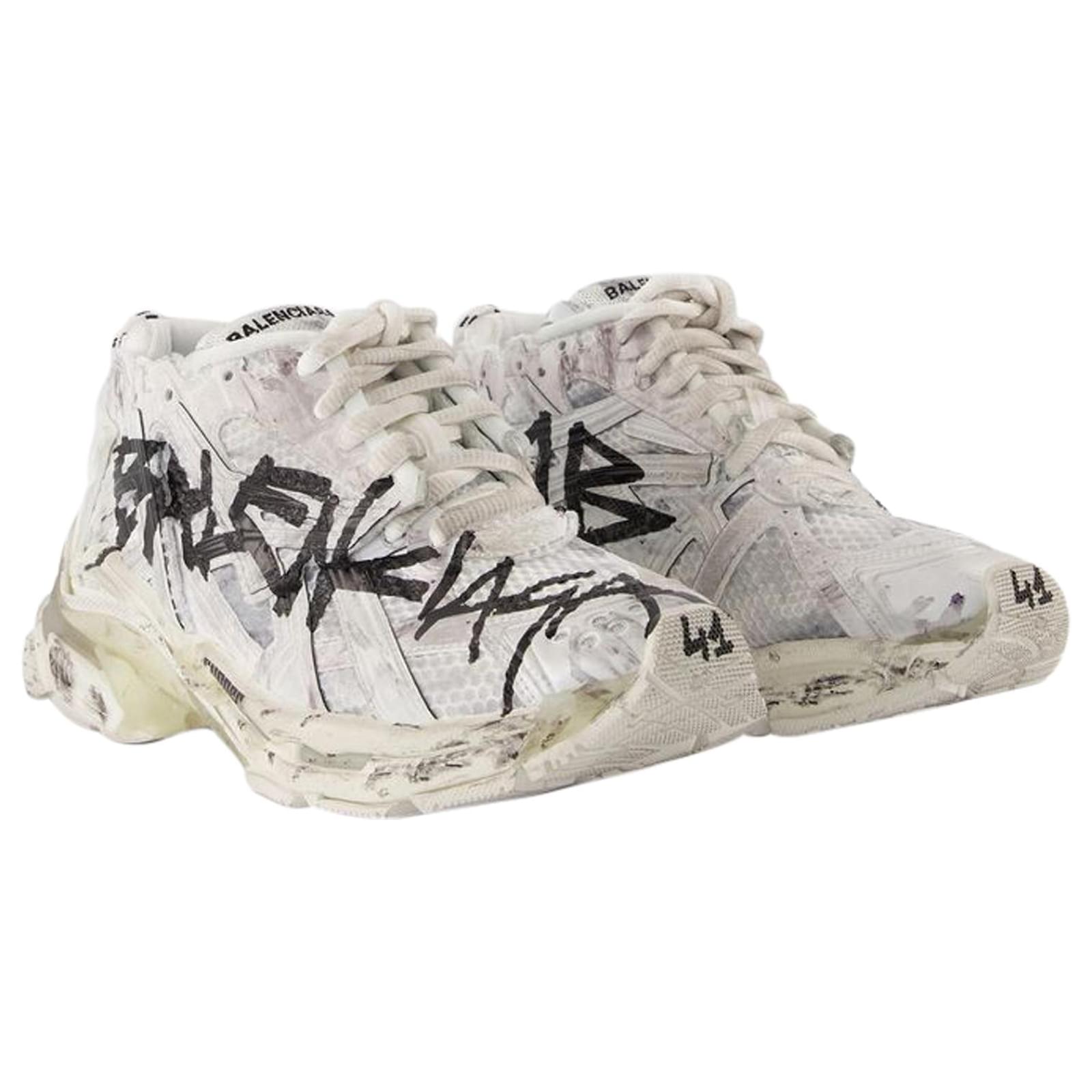 Runner Graffiti Sneakers - Balenciaga - White/Black ref.818270 - Joli ...