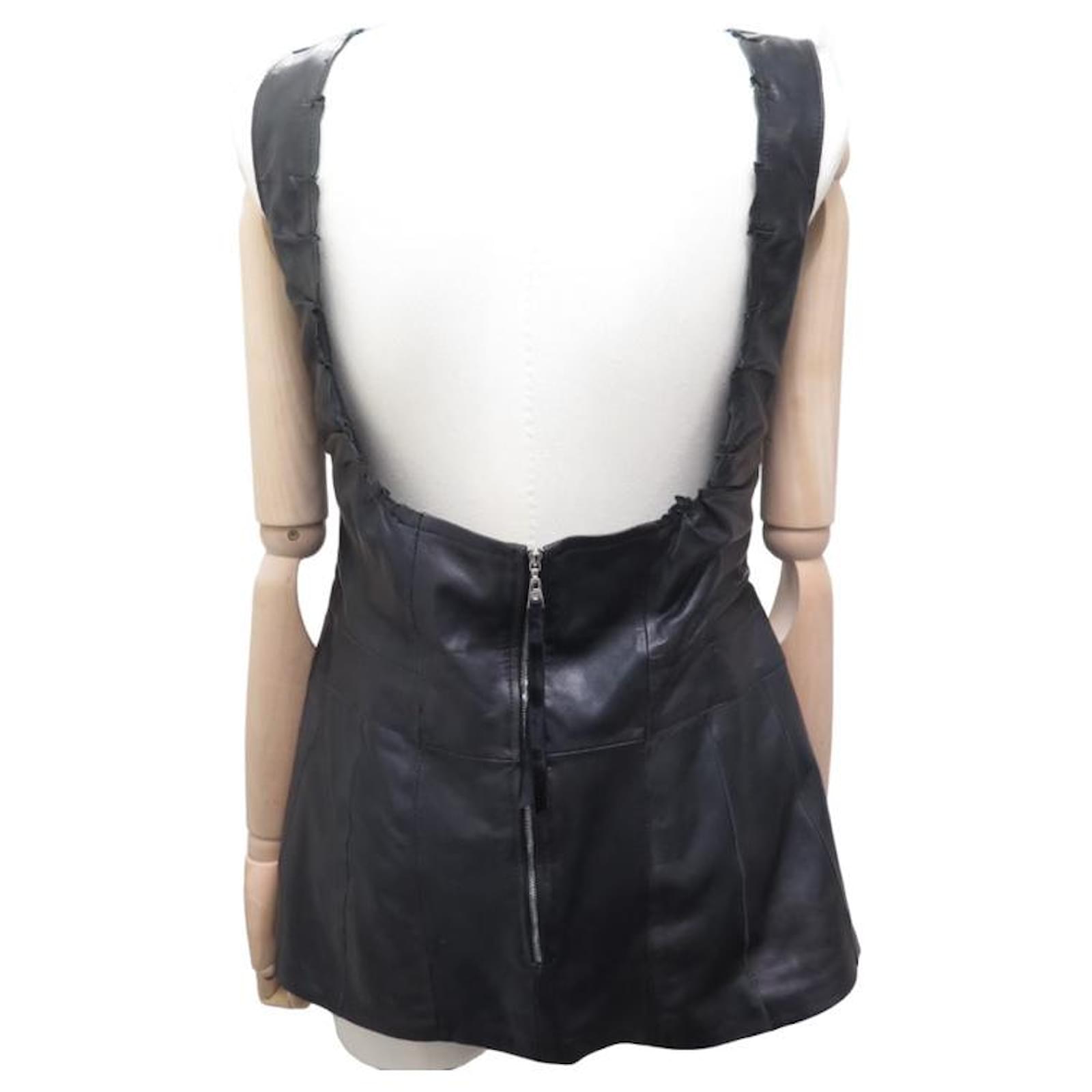 TUNIC LOUIS VUITTON CORSET SIZE 42 L BLACK LAMB LEATHER TUNIC ref ...