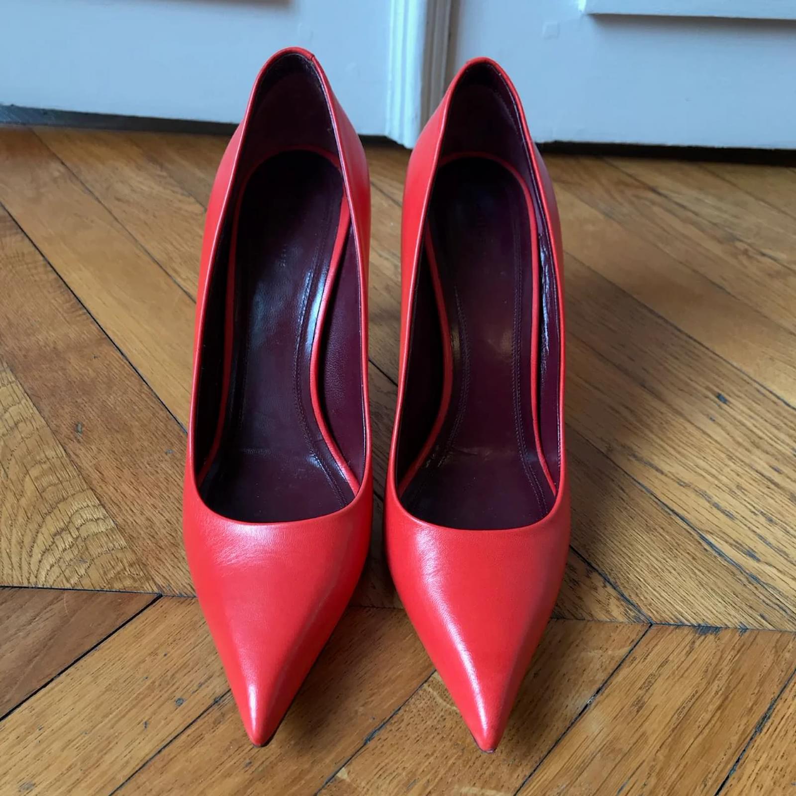 Céline CELINE Heels T.eu 39 Leather Red ref.824493 - Joli Closet