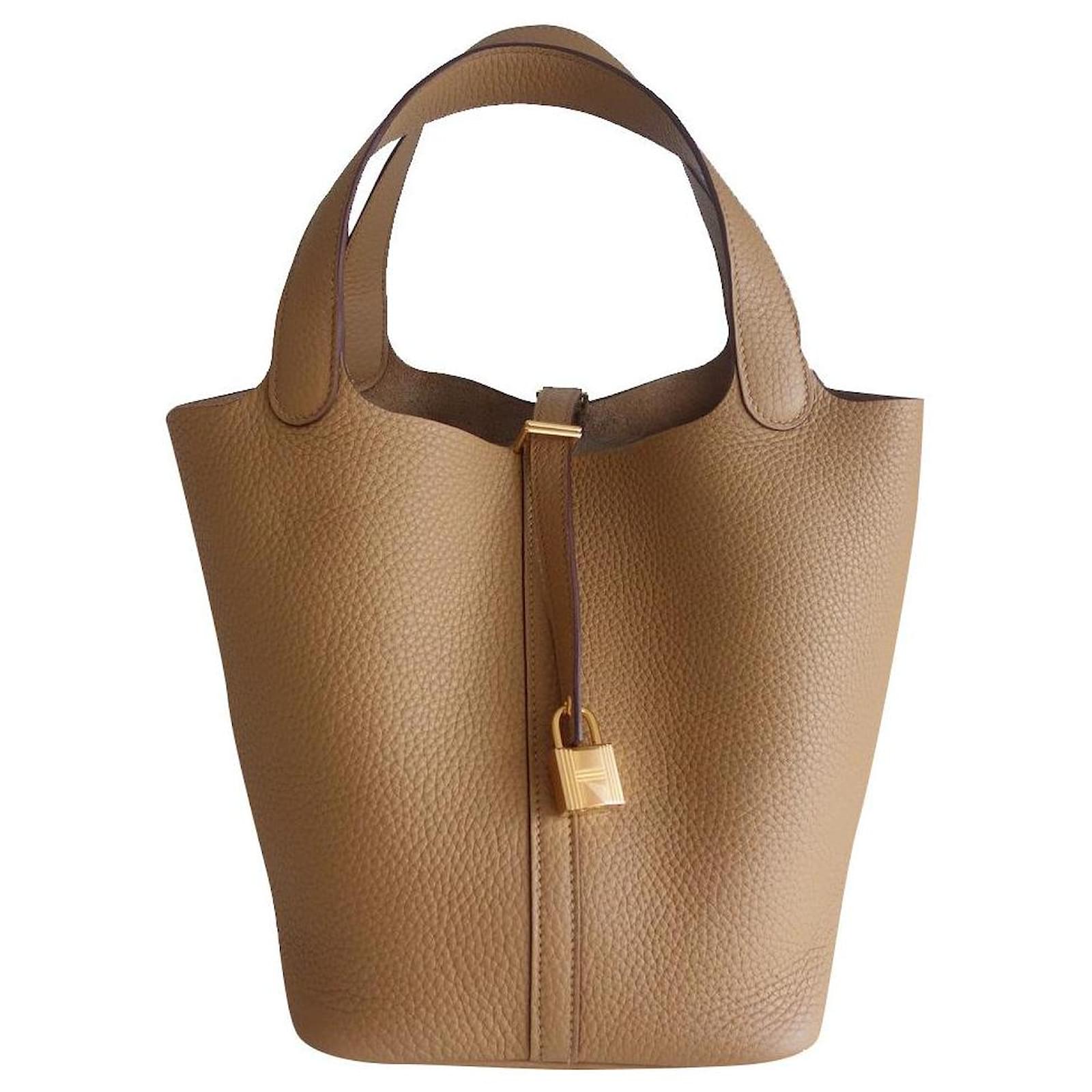 Hermès Picotin Verschlussbeutel 22 Beige Leder ref.828170 - Joli Closet