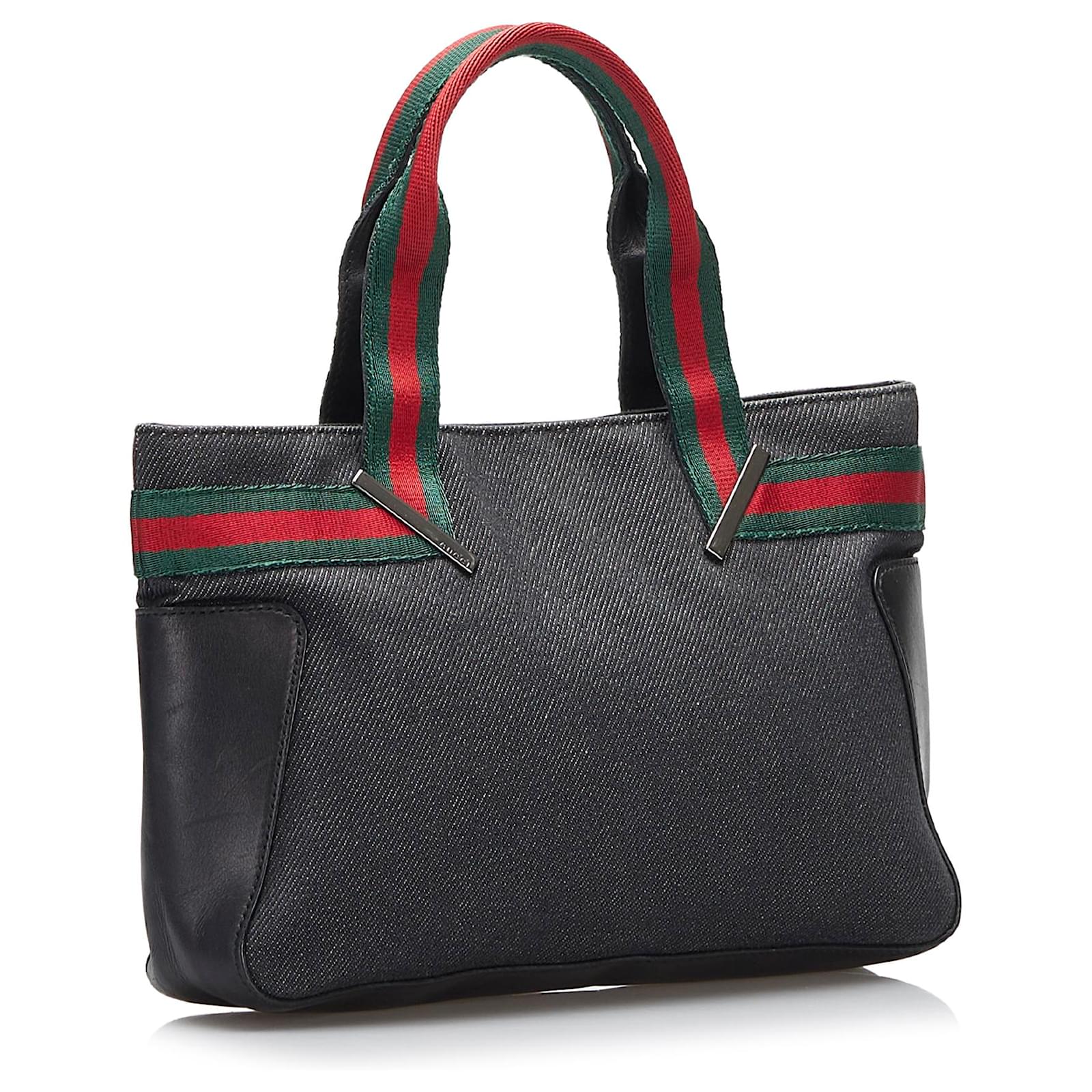 Gucci Black Web Denim Handbag Cloth ref.830505 - Joli Closet