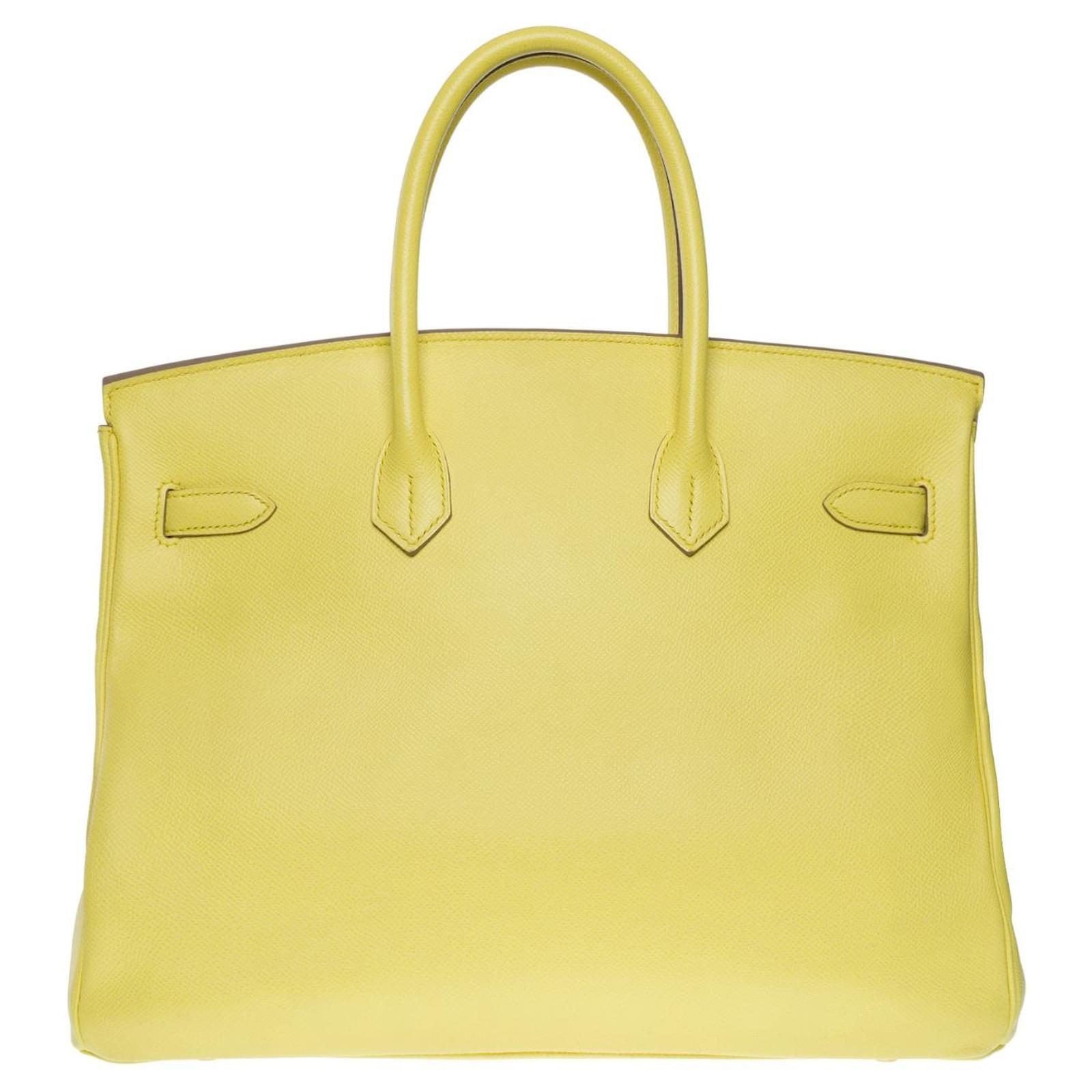 Hermès Hermes Birkin handbag 35 in lemon yellow Epsom leather ref ...