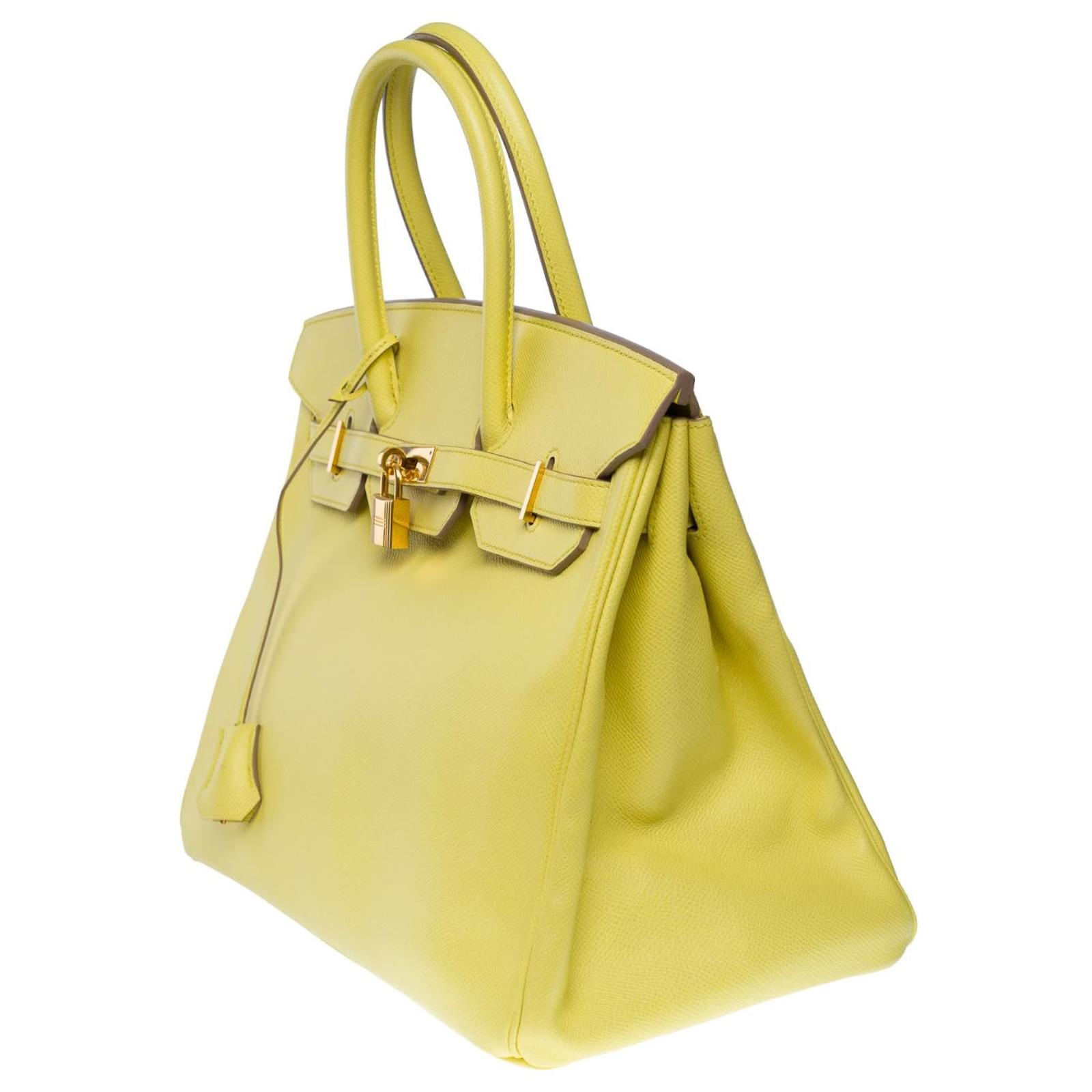Hermès Hermes Birkin handbag 35 in lemon yellow Epsom leather ref ...