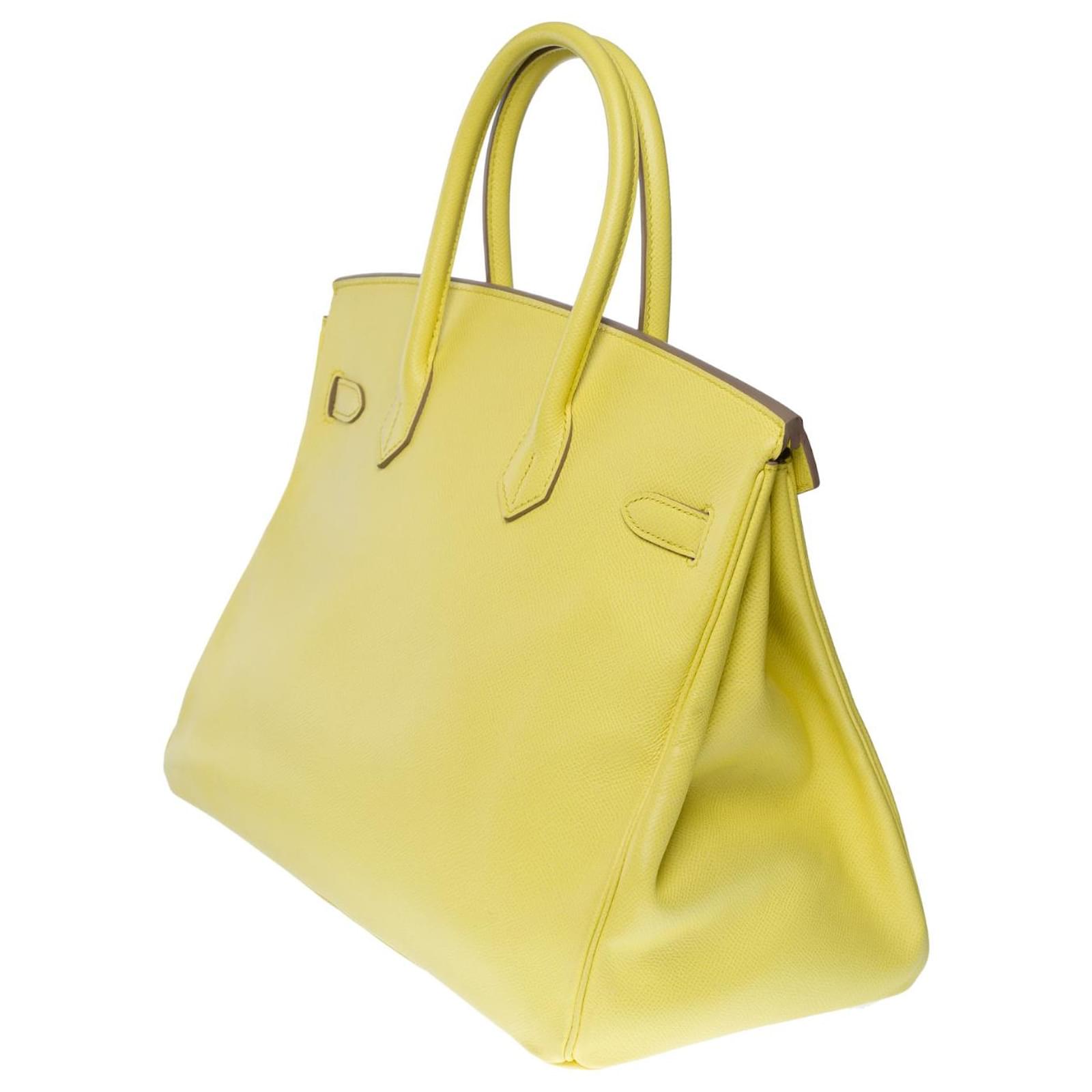 Hermès Hermes Birkin handbag 35 in lemon yellow Epsom leather ref ...