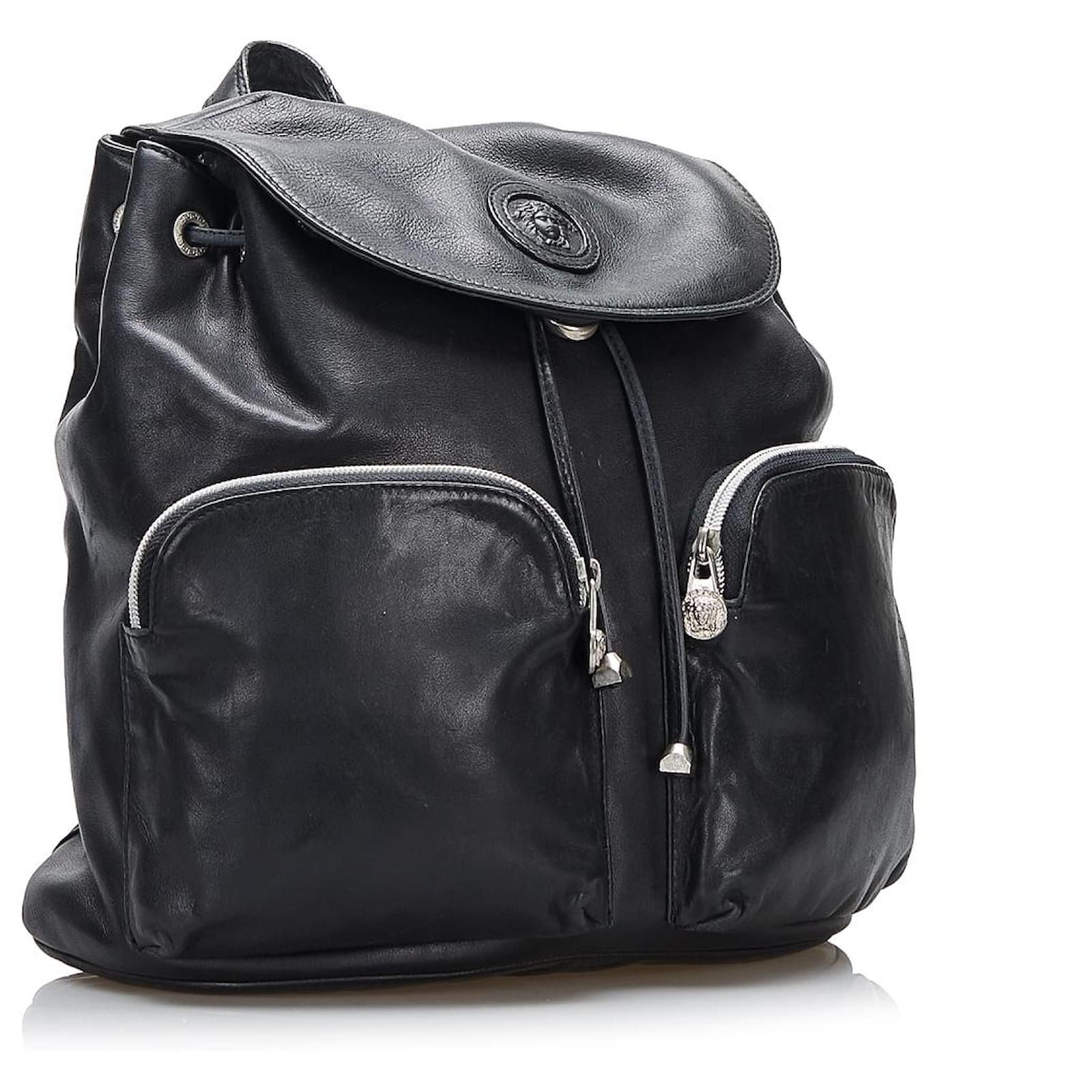 Versace Black Leather Backpack Pony-style calfskin ref.833797 - Joli Closet