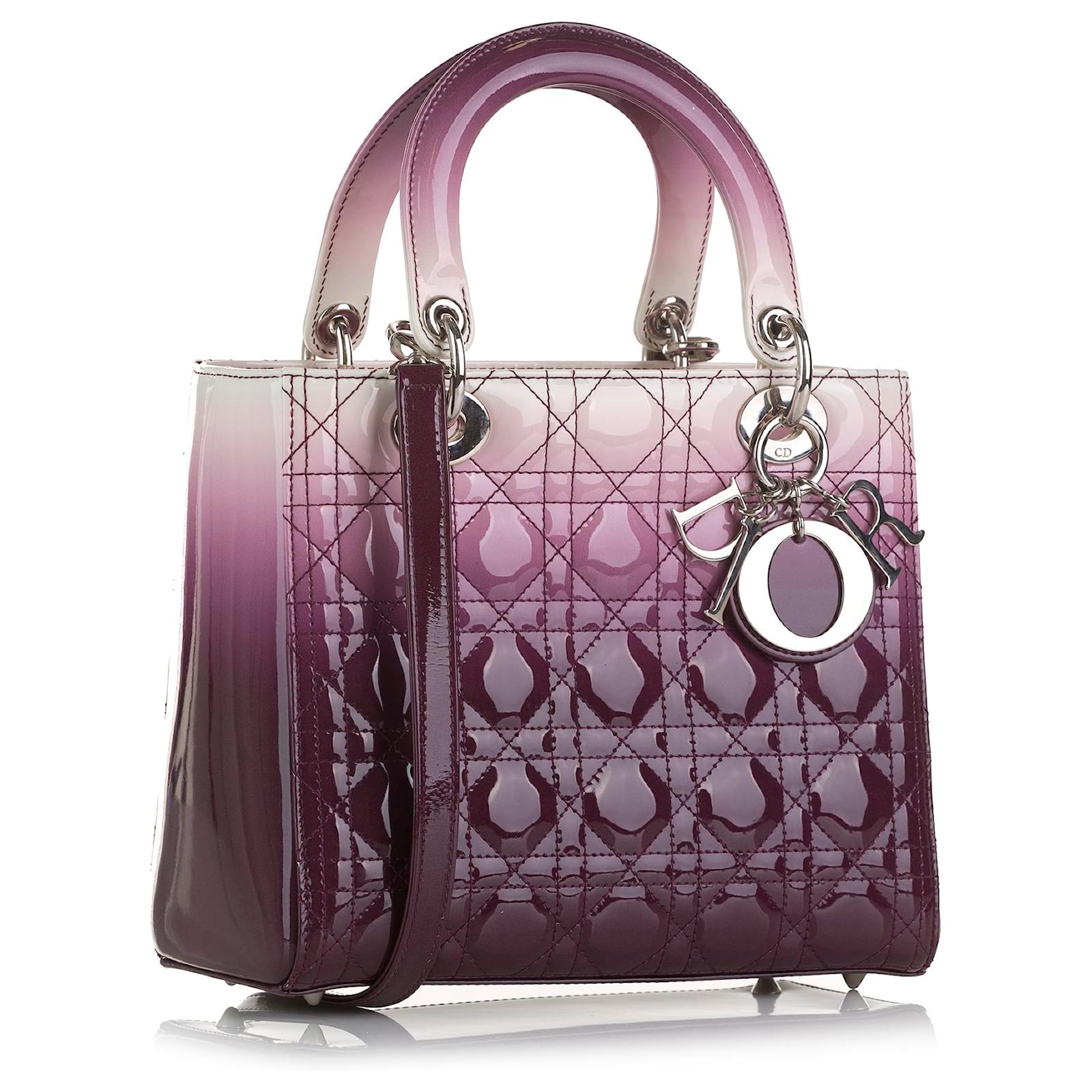 Dior Purple Medium Patent Ombre Cannage Lady Dior Leather Patent ...