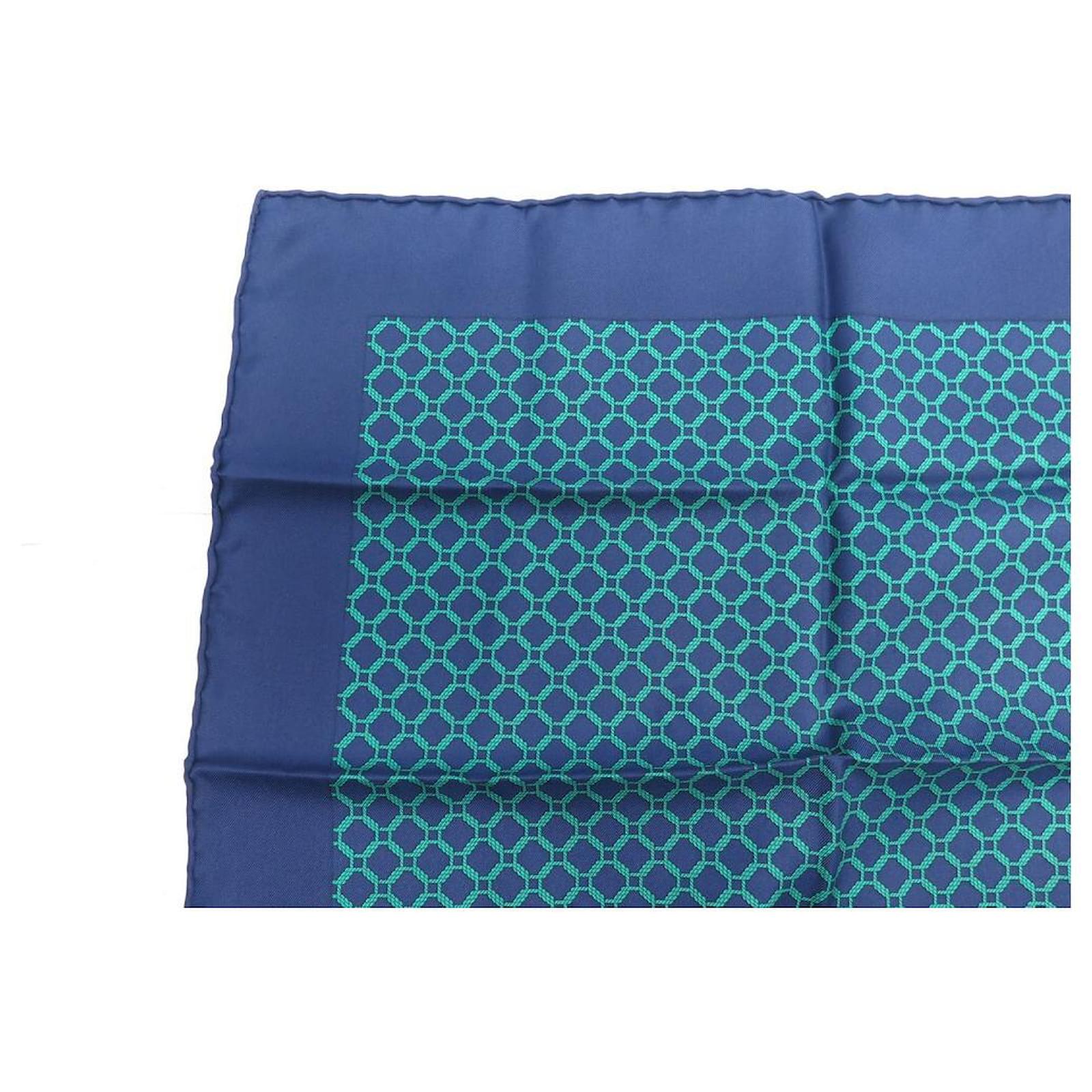 Hermès NEW HERMES GAVROCHE SCARF POUCH 45 NAVY BLUE SILK SCARF SILK ...