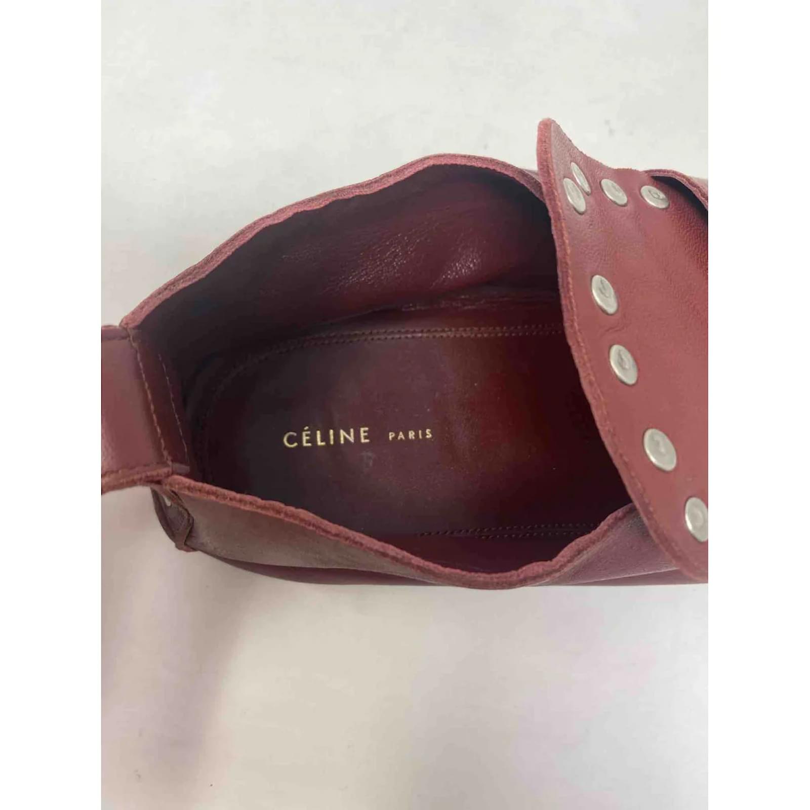 Céline CELINE Flats T.eu 36 Leather Dark red ref.838133 - Joli Closet