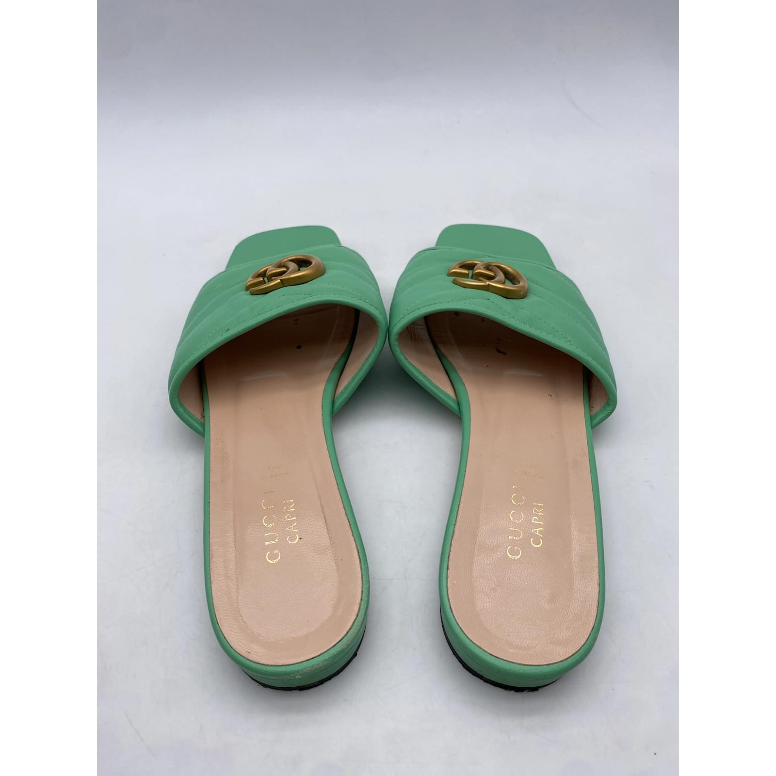 Marmont GUCCI Sandalen T.EU 38 Rindsleder Grün ref.838628 - Joli Closet