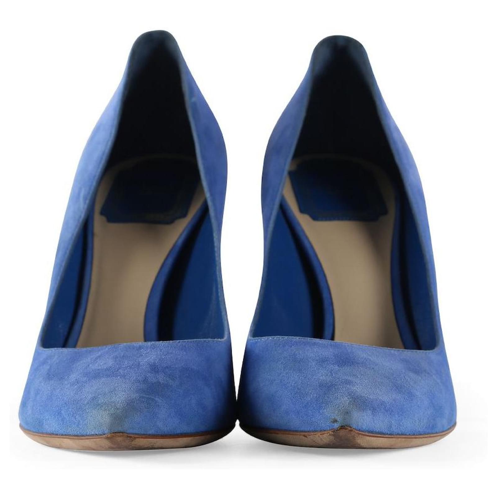 Christian Dior Blue Suede Pointy Toe Pumps ref.839614 - Joli Closet