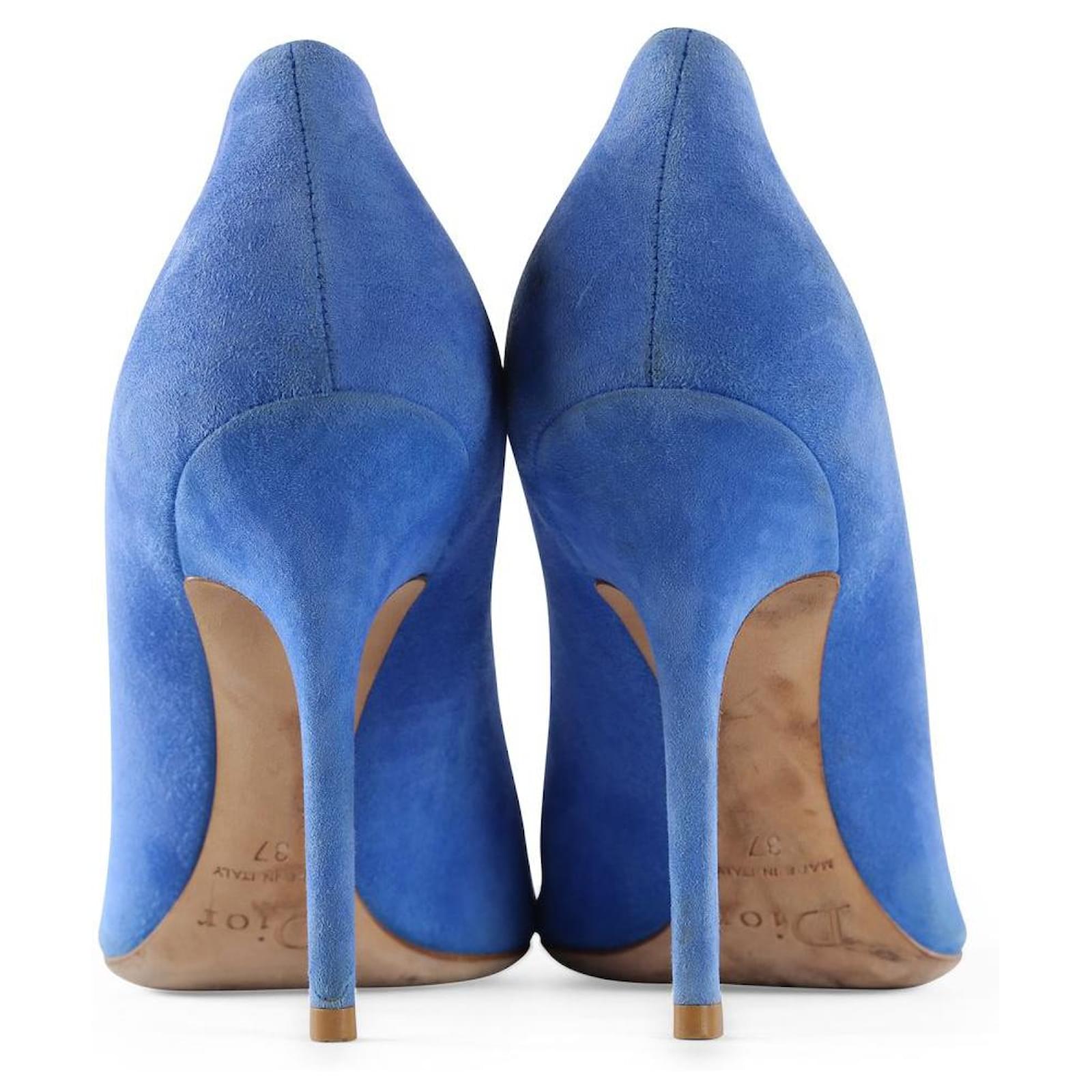 Christian Dior Blue Suede Pointy Toe Pumps ref.839614 - Joli Closet