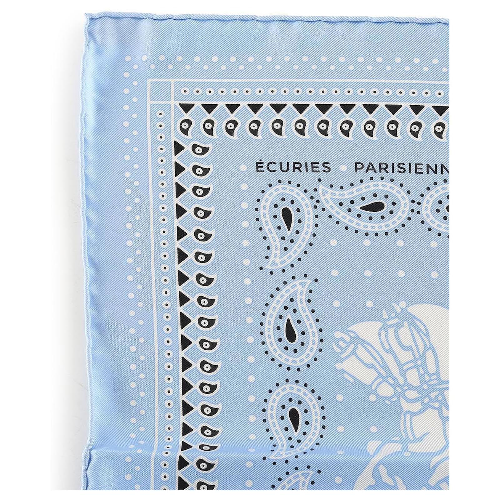 Hermès Hermes Light Blue & White Silk Ecuries Parisiennes Square Scarf ...